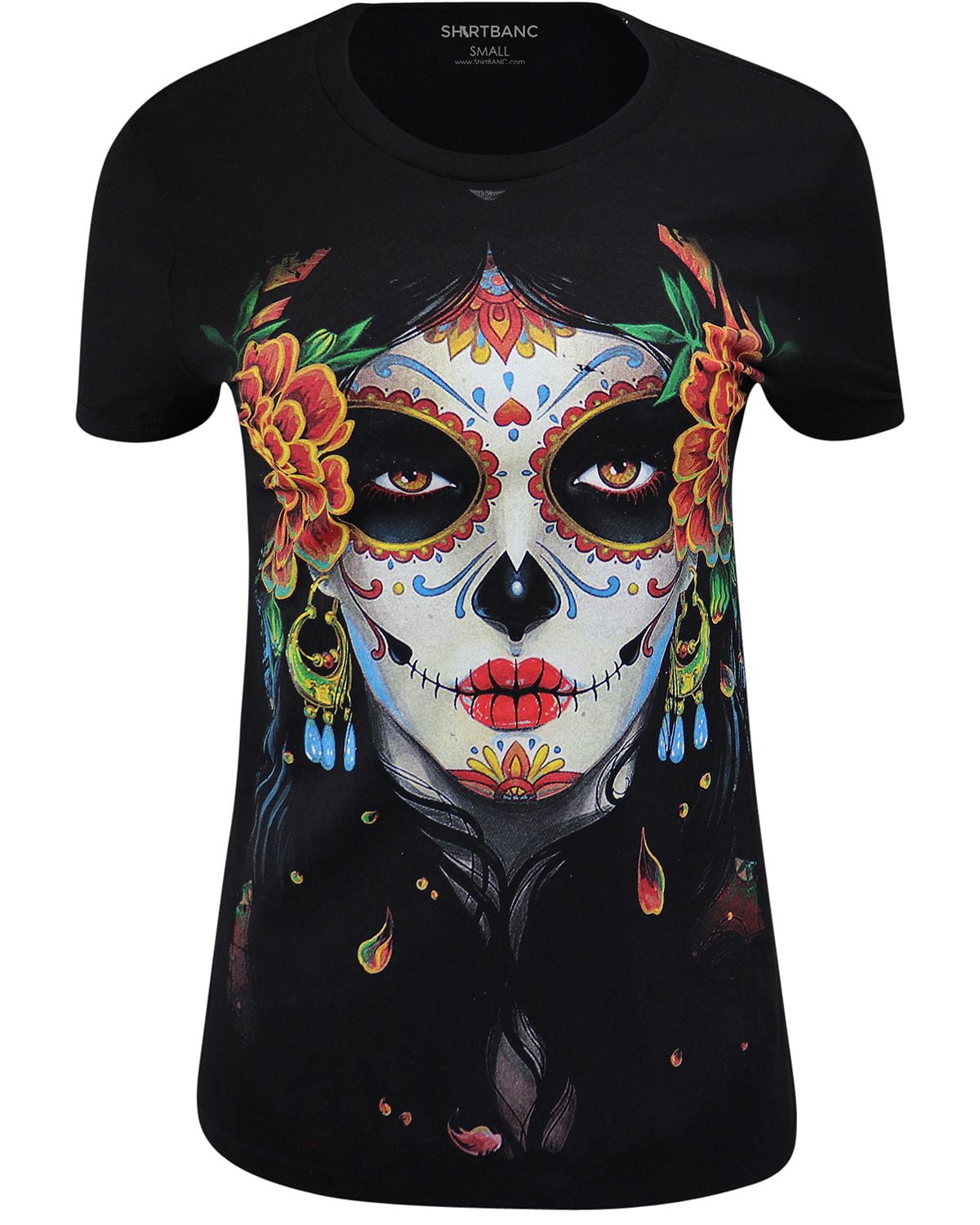 Shirtbanc Womens Catrina Sugar Skull Shirts Day Of The Dead Tees Cinco