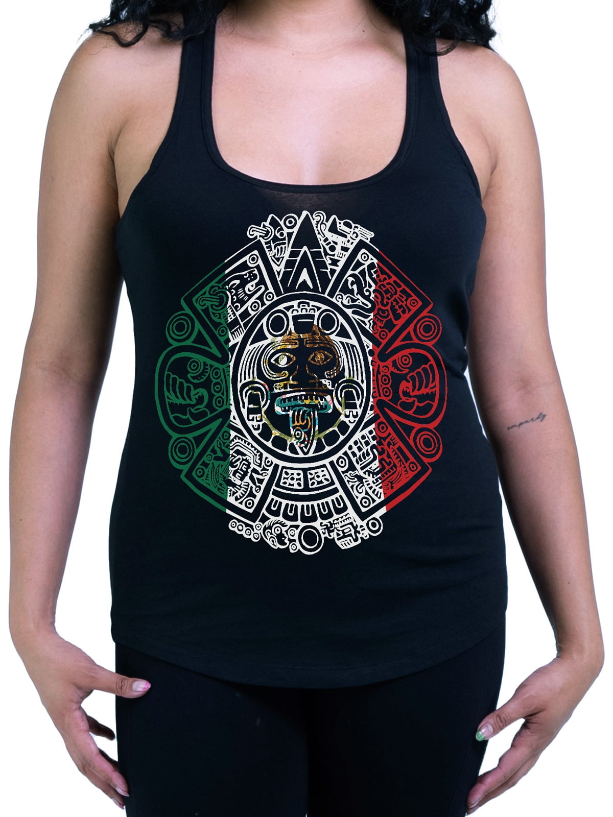 ShirtBANC Womens Mexican Flag Shirt Aztec Calendar Tank Camisa ...