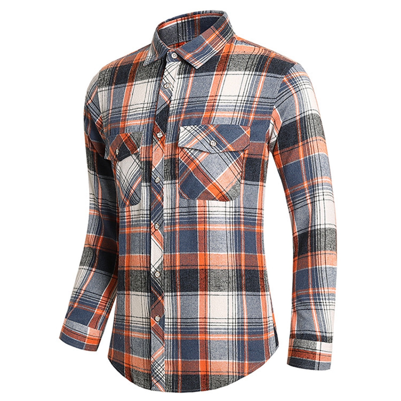 Shirts for Men Fall Winter Transitional Weather Long Sleeve Plaid Shirt ...