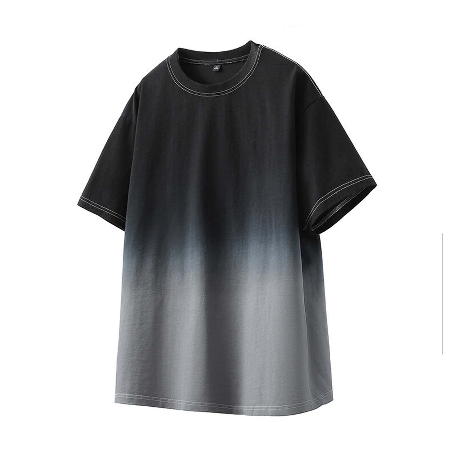 Shirts Men Fashion Versatile Motion Wash Gradient Short Sleeve Round ...