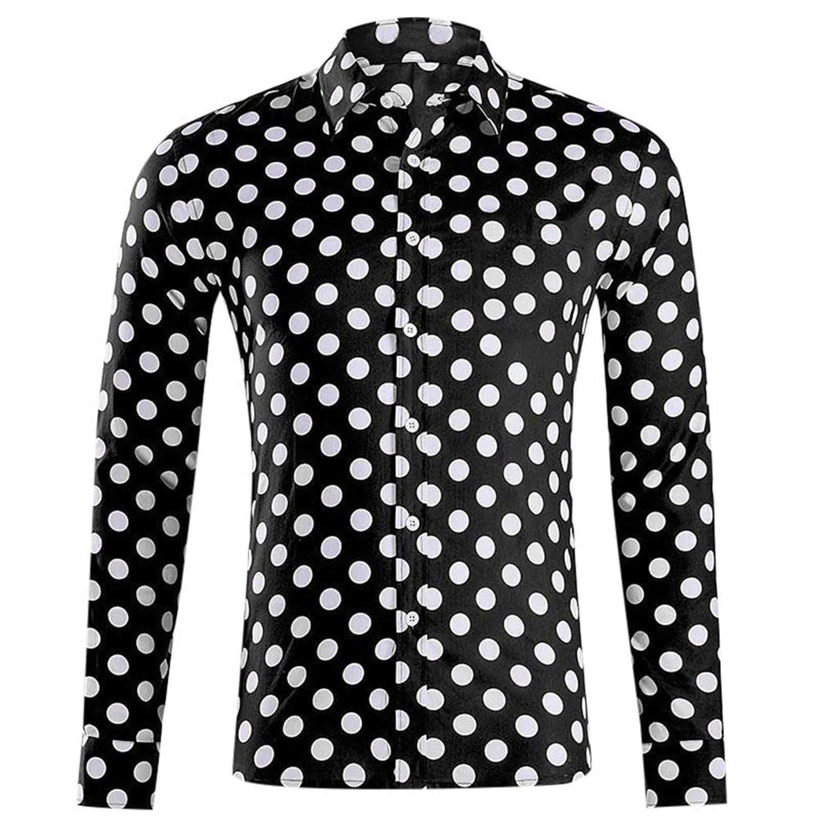Shirts Men Male Summer Polka Dot Fold Collar Street Daily Breathable ...