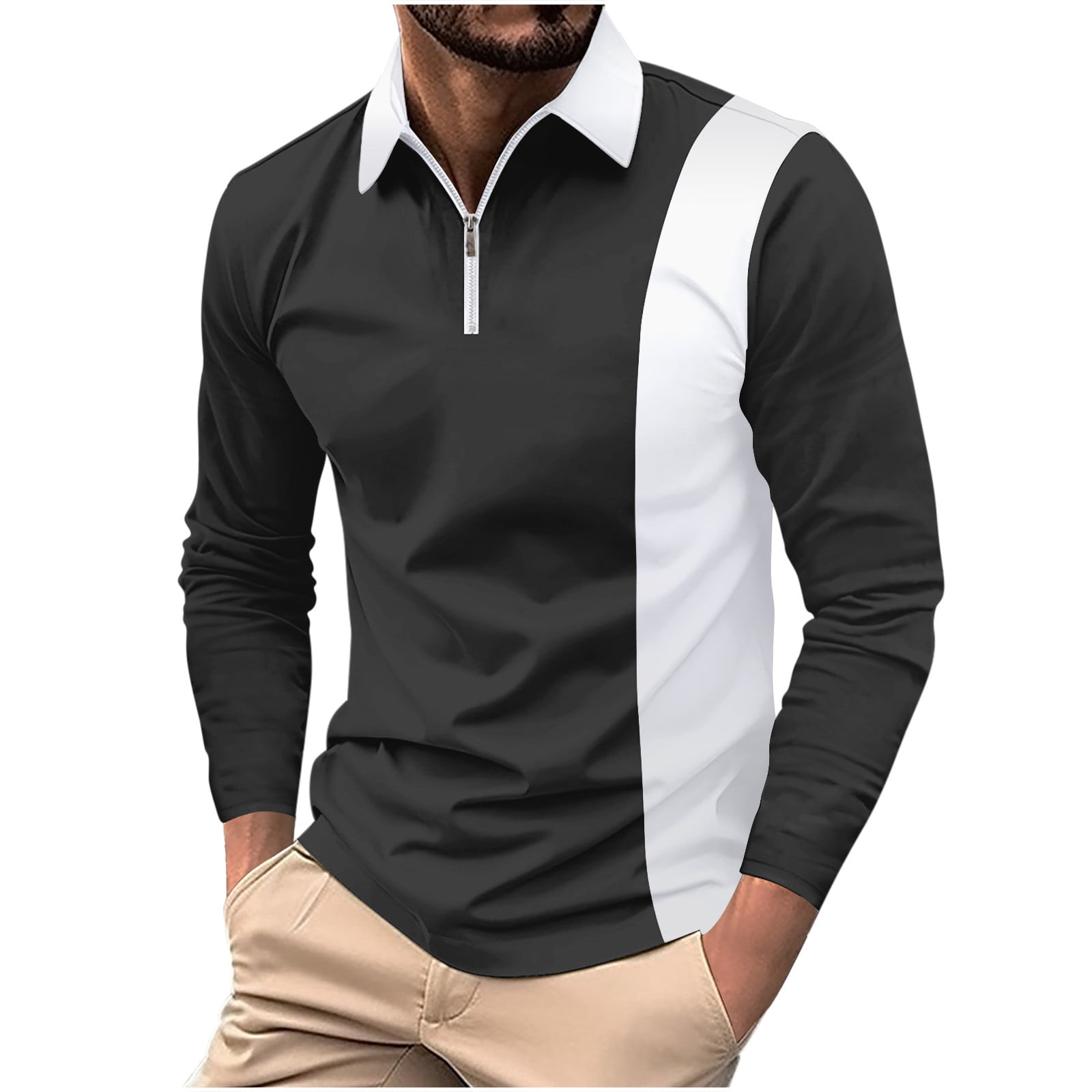 Wo-Fusoul Mens Shorts Men's Color-Block Long Sleeve Spread Collar Shirt ...