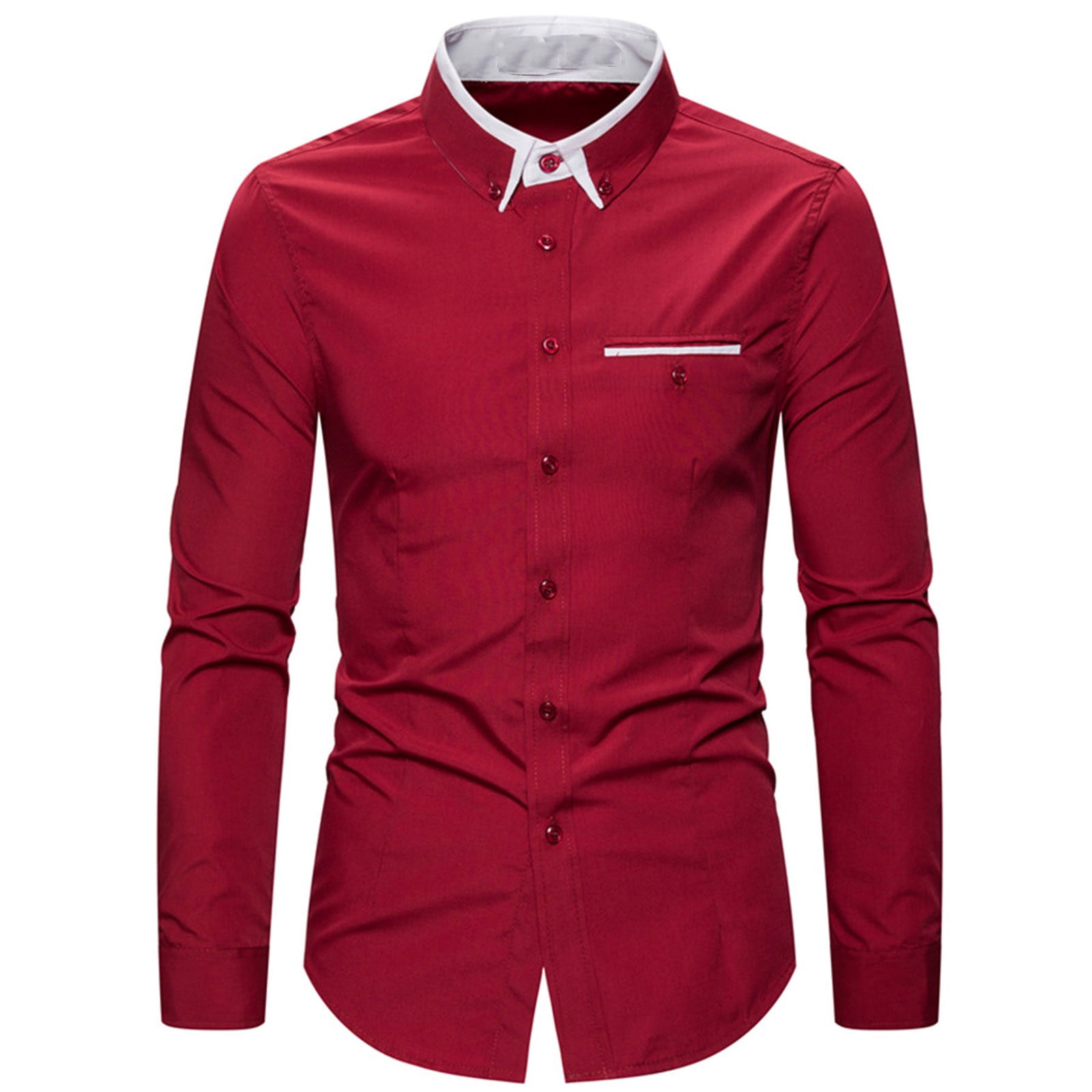 Shirts for Men Men'S Formal Color Print Shirt N Long Sleeve Turndown ...