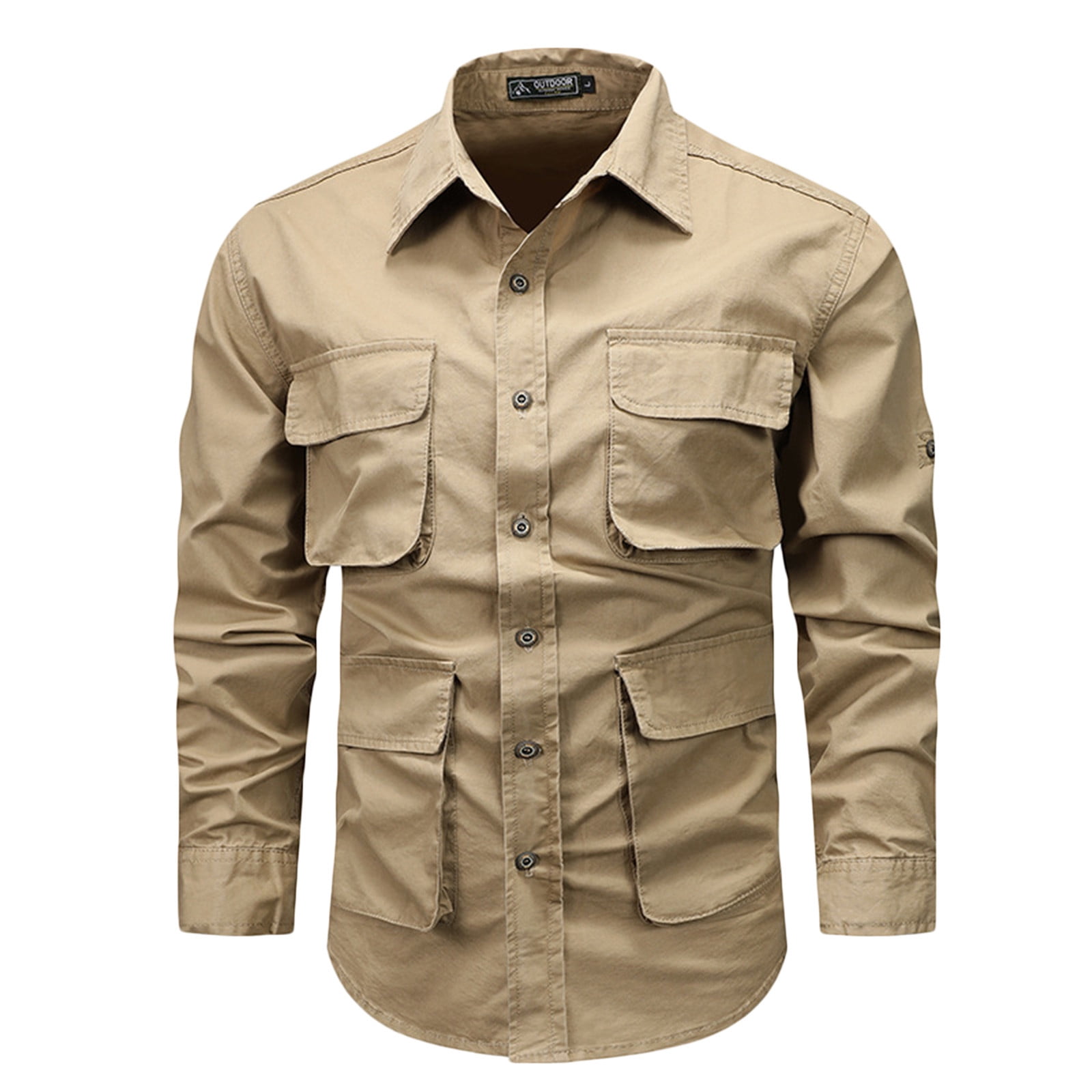 Wo-Fusoul Mens Long Sleeve Men's 100% Cotton Solid Color Button-Down ...