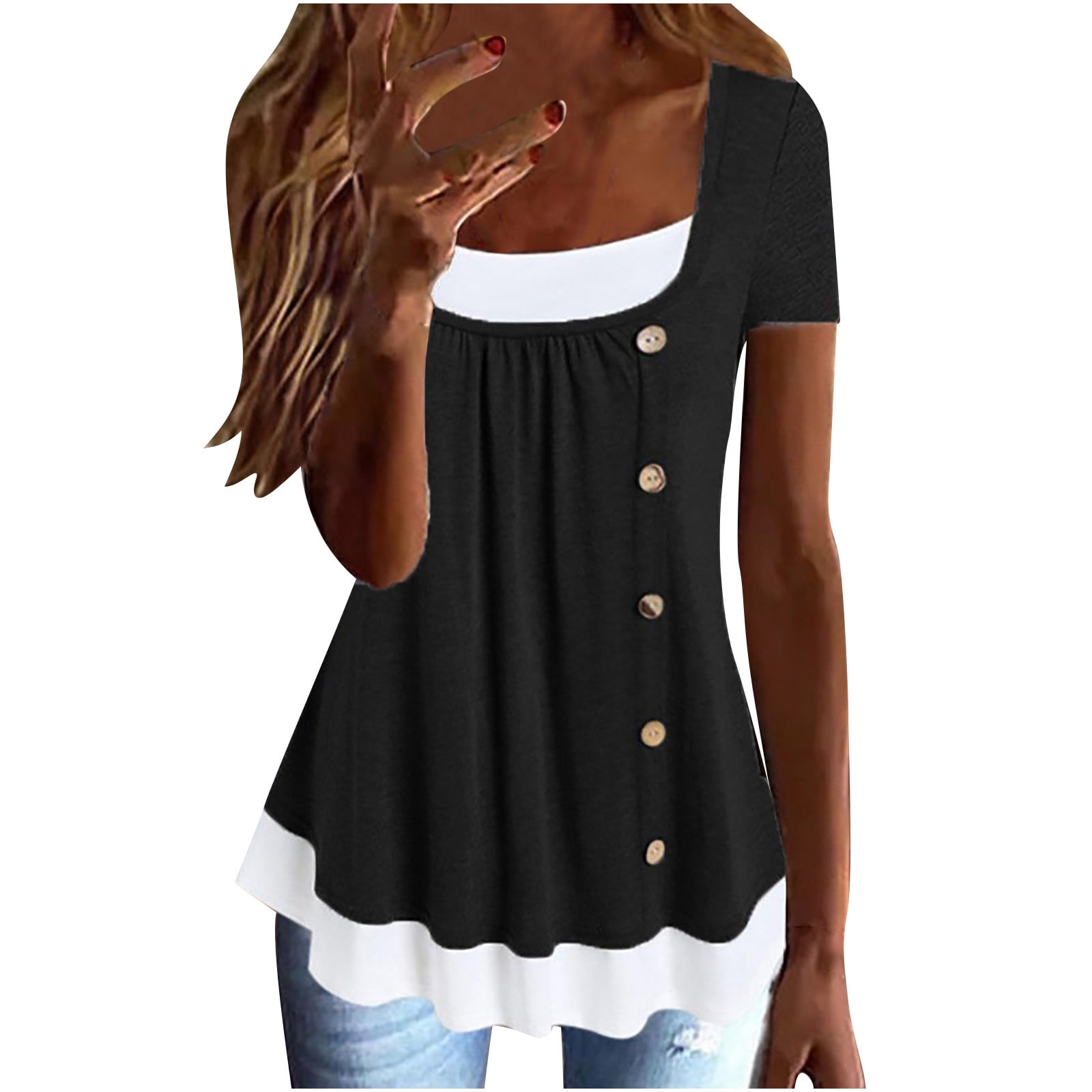 Shirts For Women Dressy Casual 2024 Short Sleeve Shirts For Women
