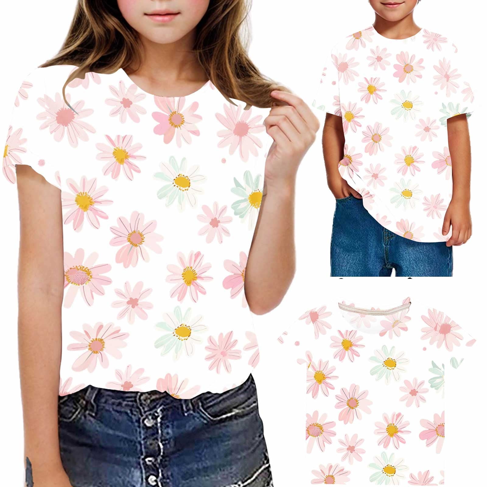 Shirts for Girls 7-8 Round Neck Tops for Teen Girls Short Sleeve Tops ...