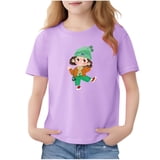 Shirts for Girls Cute Printed Short Sleeve Crewneck Casual Pullover ...