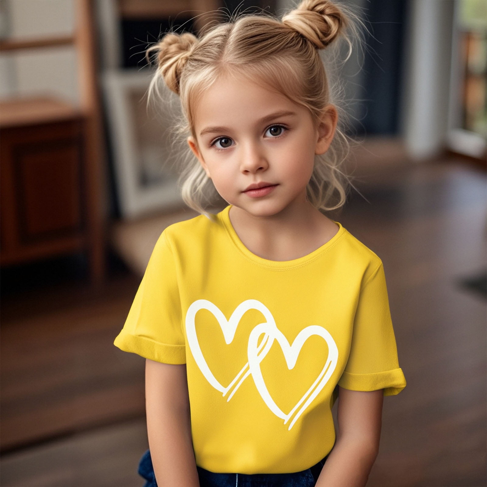 Shirts for Girls Heart Girls Short Sleeve Tops Oversized Toddler Girls ...