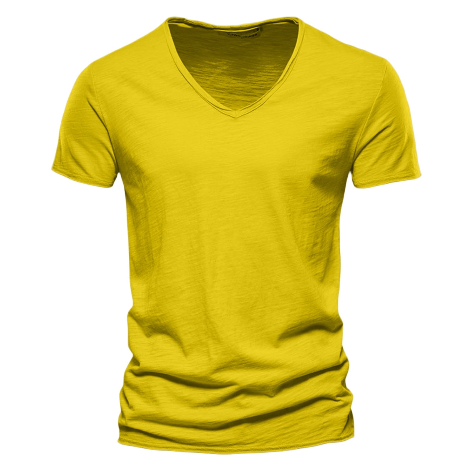 Shirts for Men Solid Color V-Neck Short Sleeve Tee Tops Summer Cotton ...