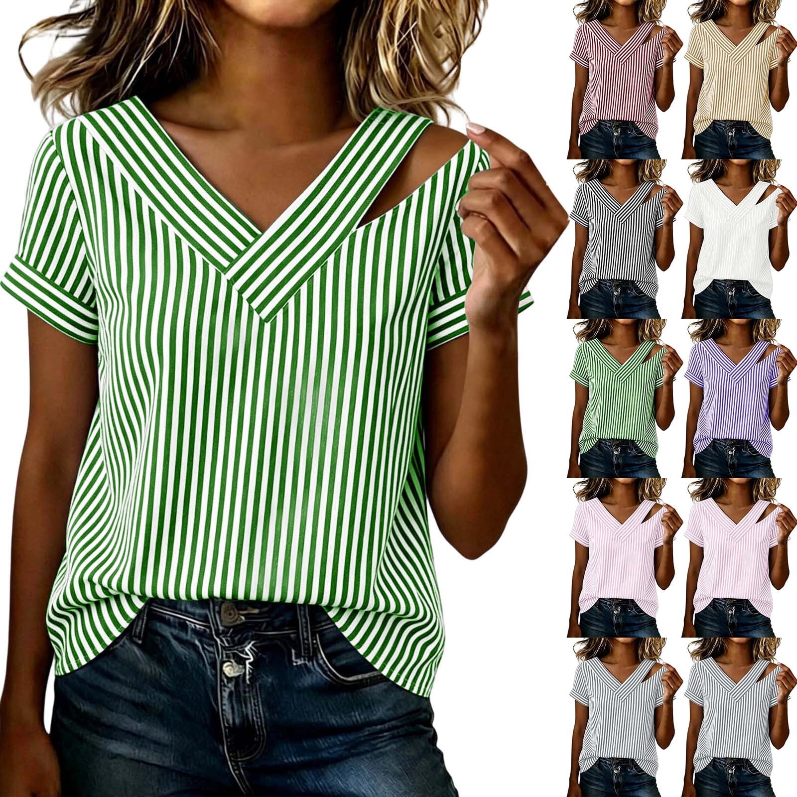 Shirts for Women Fall Fashion 2026 Women's Summer Casual Loose Striped ...