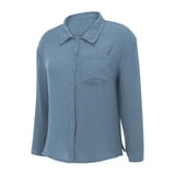 Shirts for Women, Fashion Wrinkled Cloth Solid Color Long Sleeve Top ...
