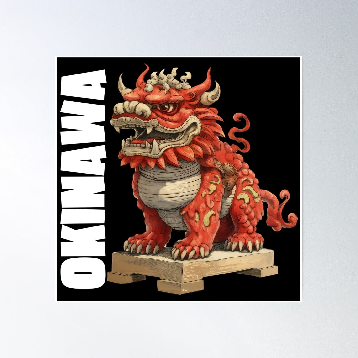 Shisa Dog Of Okinawa Poster Wall Art, Modern Wall Decor, 24x24 UNFRAMED ...