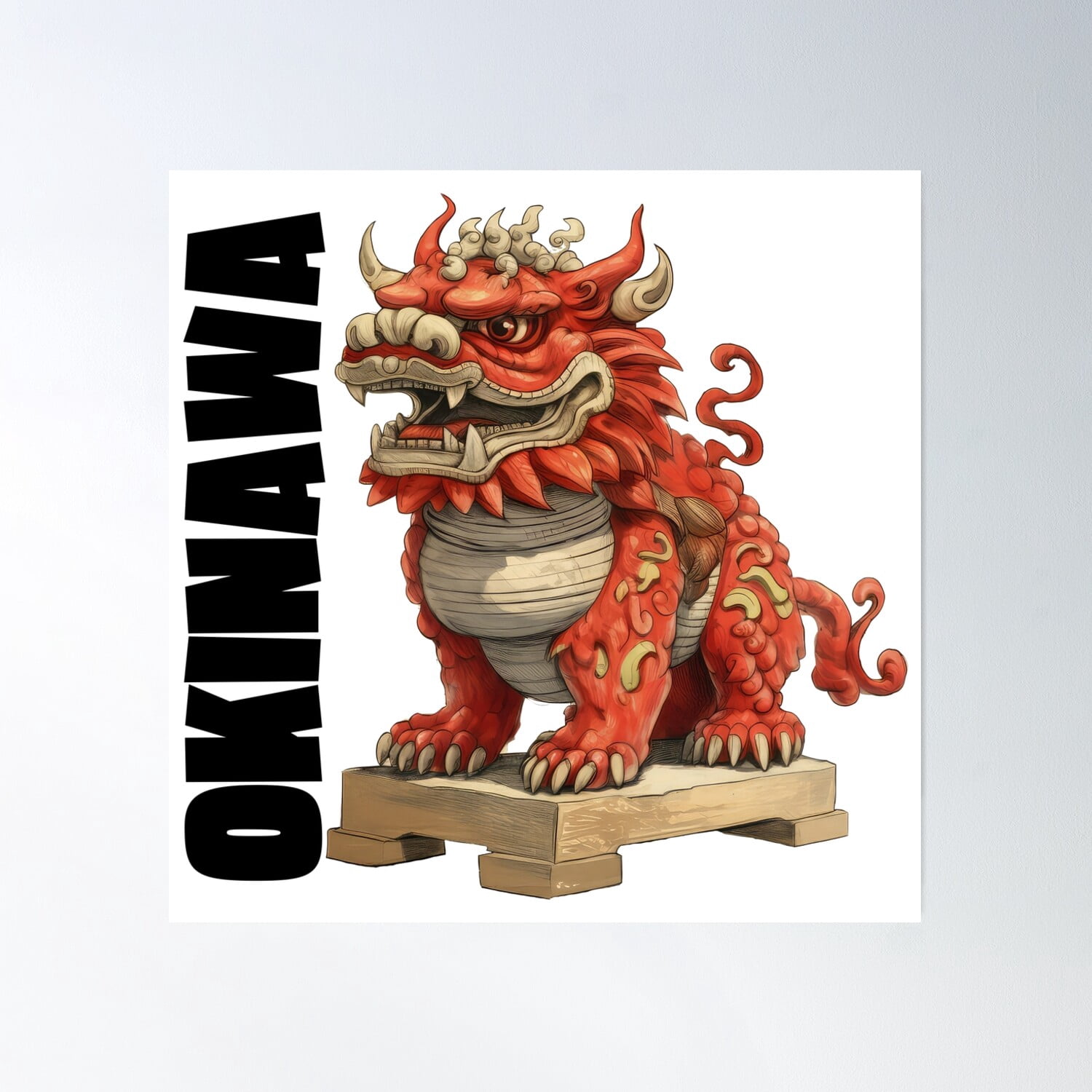 Shisa Statues Of Okinawa Poster Wall Art, Modern Wall Decor, 24x24 ...