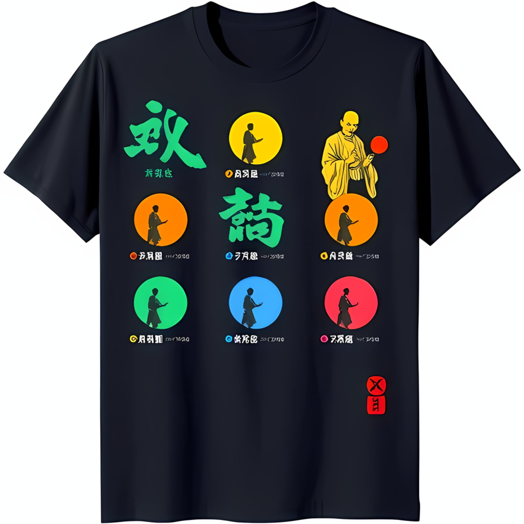 Shito Ryu Karate Blue T-Shirt with Chinese Characters & Karate Stances ...