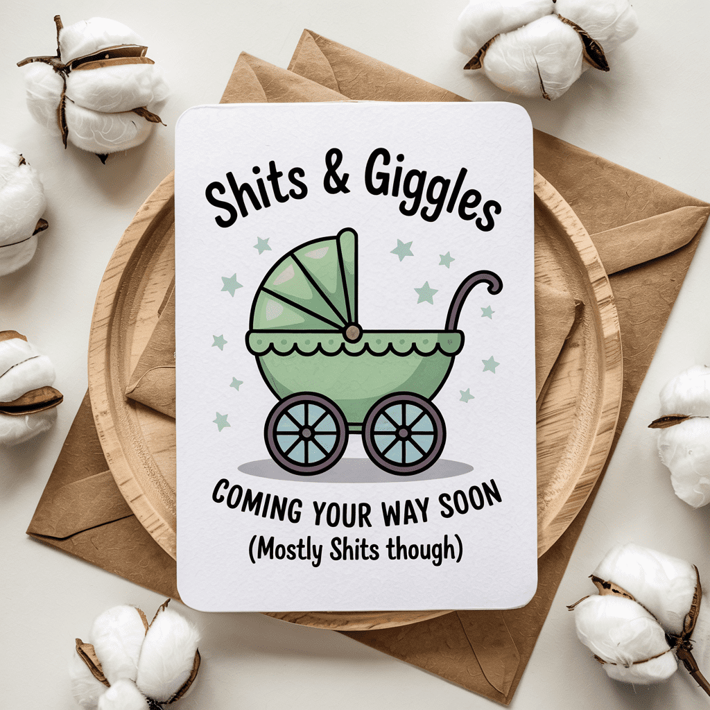 Shits & Giggles Funny Baby Announcement Card - Unique Design for ...