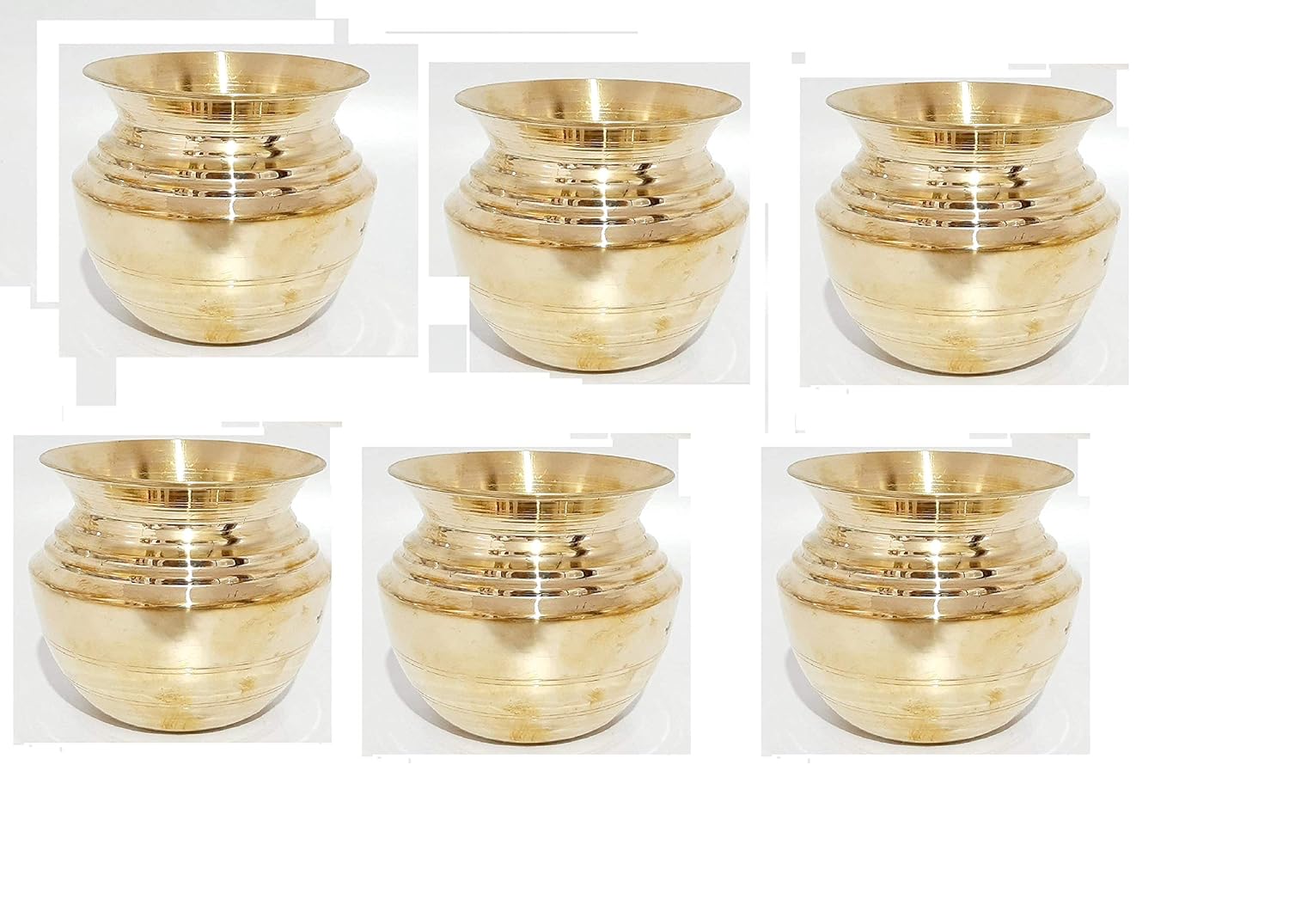 Shiv Home World Pooja Brass Lota Size 8 Set of 6 - Walmart.com