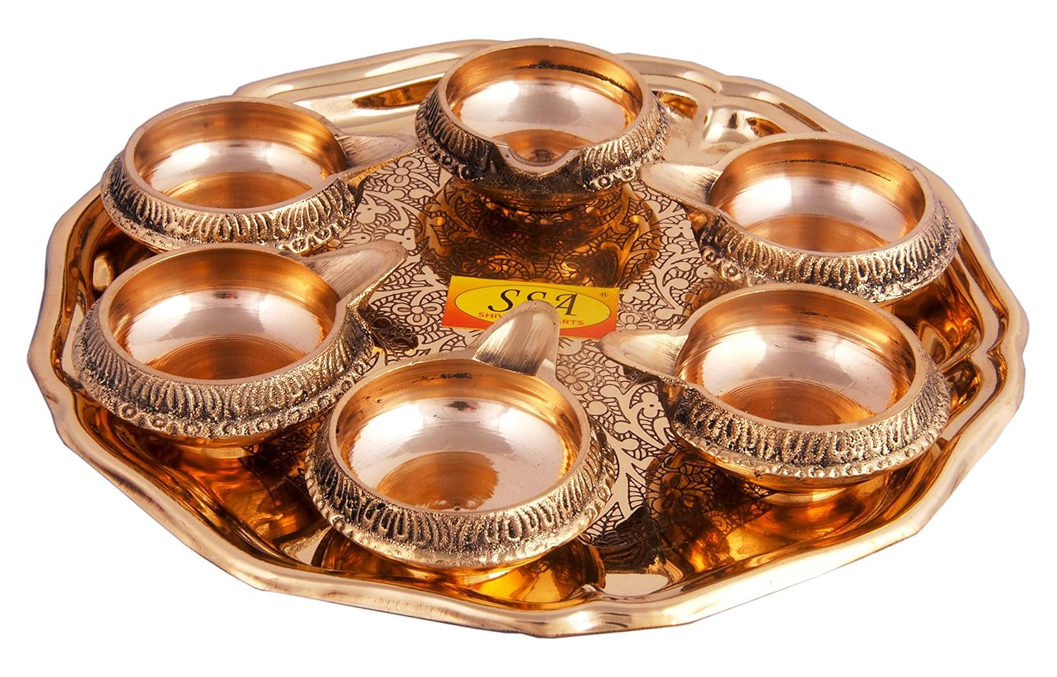 Shiv Shakti Arts Pure Brass Kuber Diya Thali Pooja Thali Set for Diwali ...