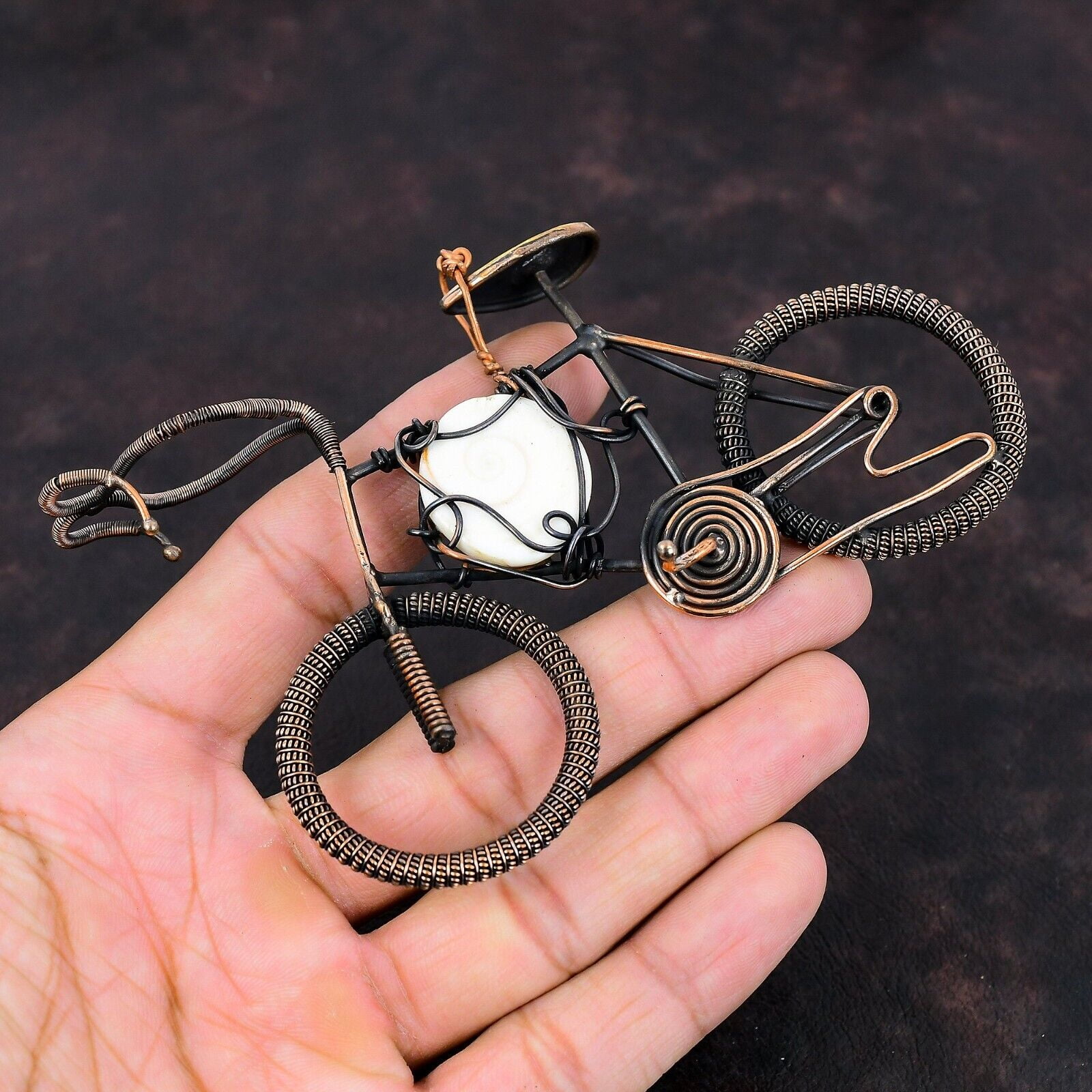 Shiva Eye Shell Jewelry Copper Sister Gift Wire Wrapped Cycle Pendant 2 ...