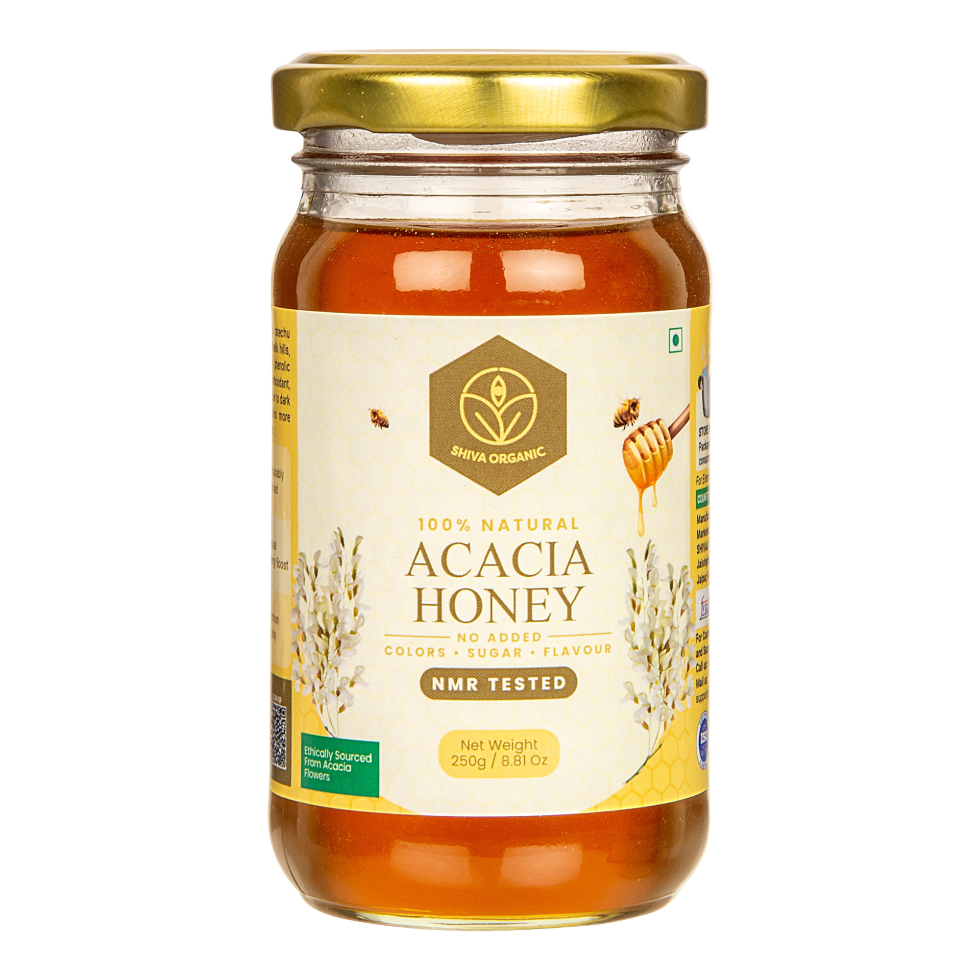 Shiva Organic Acacia Honey, 250 g, Glass Jar, NMR Certified, No Added ...