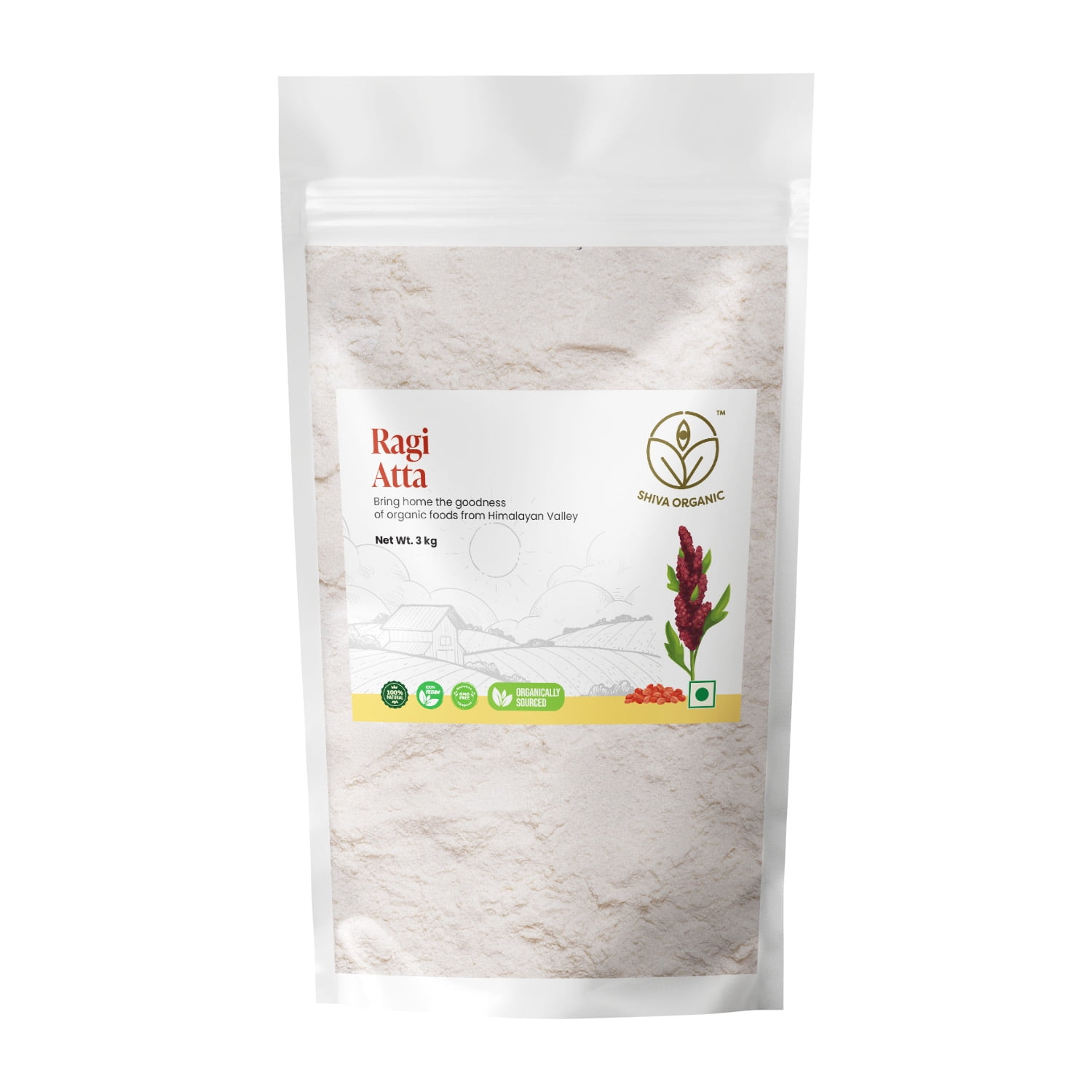 Shiva Organic Ragi Atta - 3 kg | Finger Millet Flour | High Protein ...