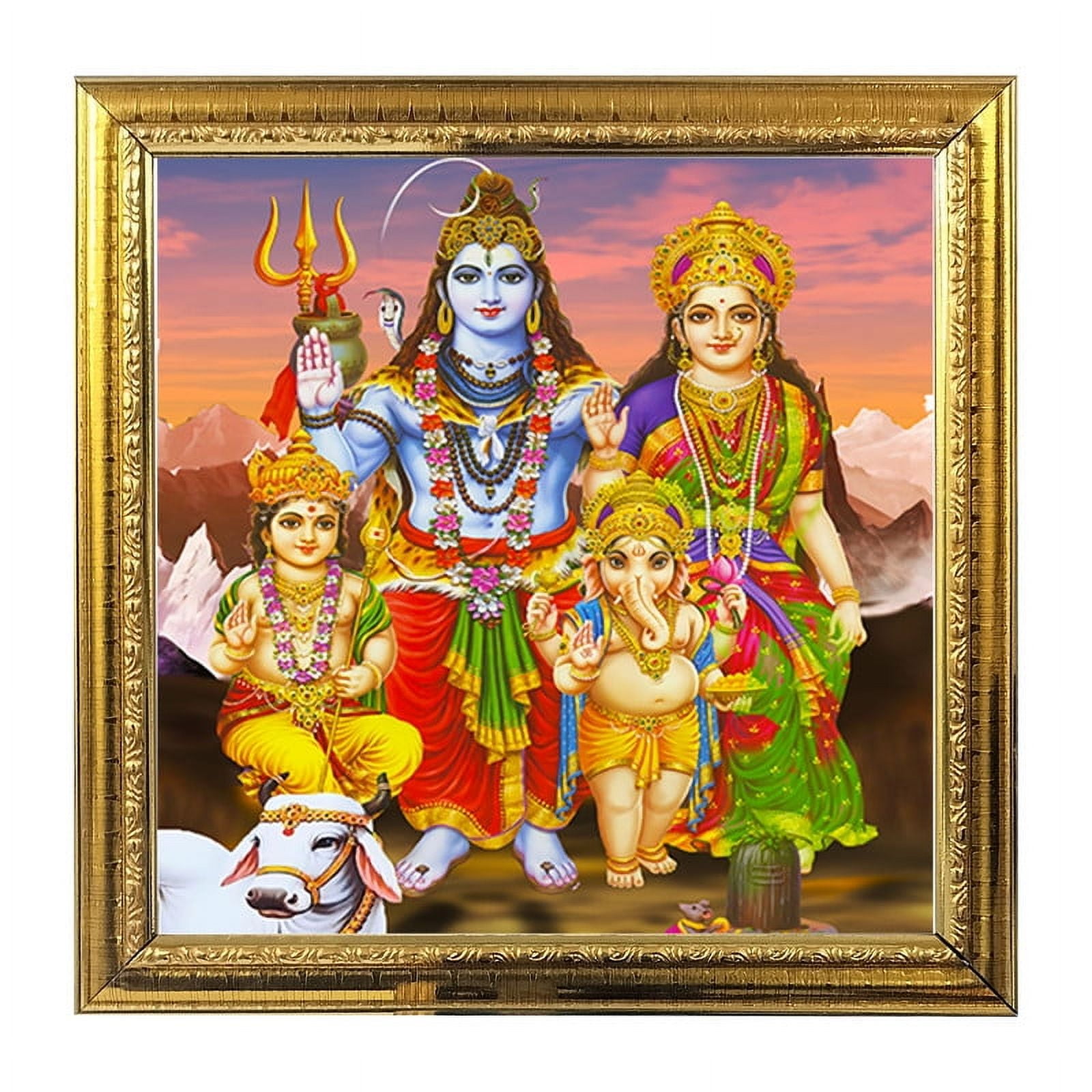 Shiva Parivar India God Photo Frame for Pooja Hindu Bhagwan Devi Devta ...