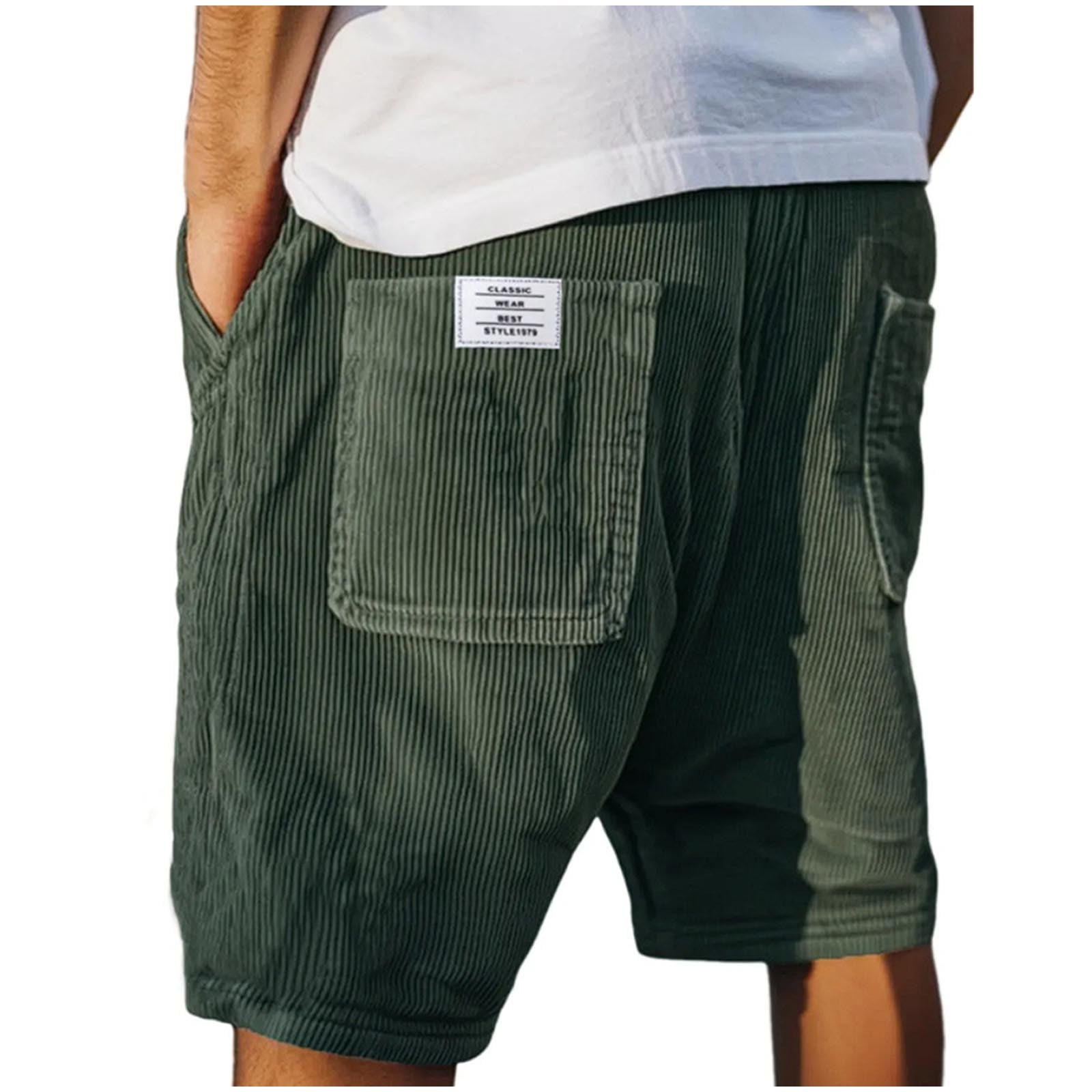Shiyifun Mens Shorts Casual Solid Color Drawstring Elastic Waist ...