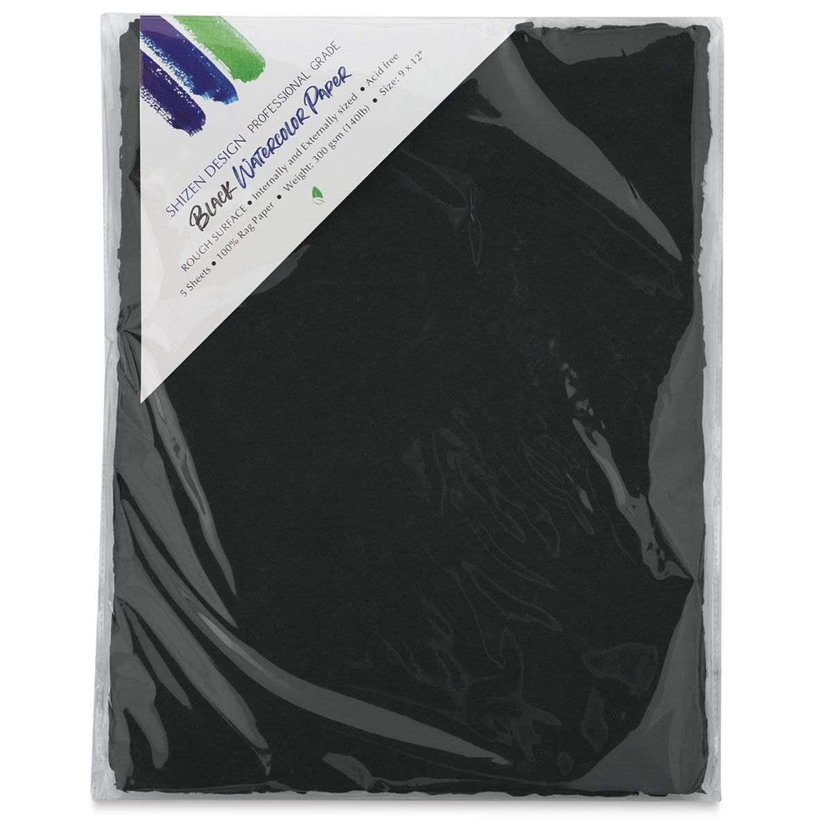 Shizen Black Watercolor Paper - 9" x 12", Cold Press/Rough, 5 Sheet Pkg ...