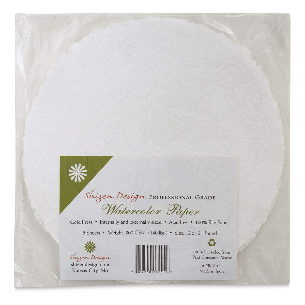 Shizen Design, Watercolor Paper, TSF6 White, Cold Press, 12 Inch Circle ...