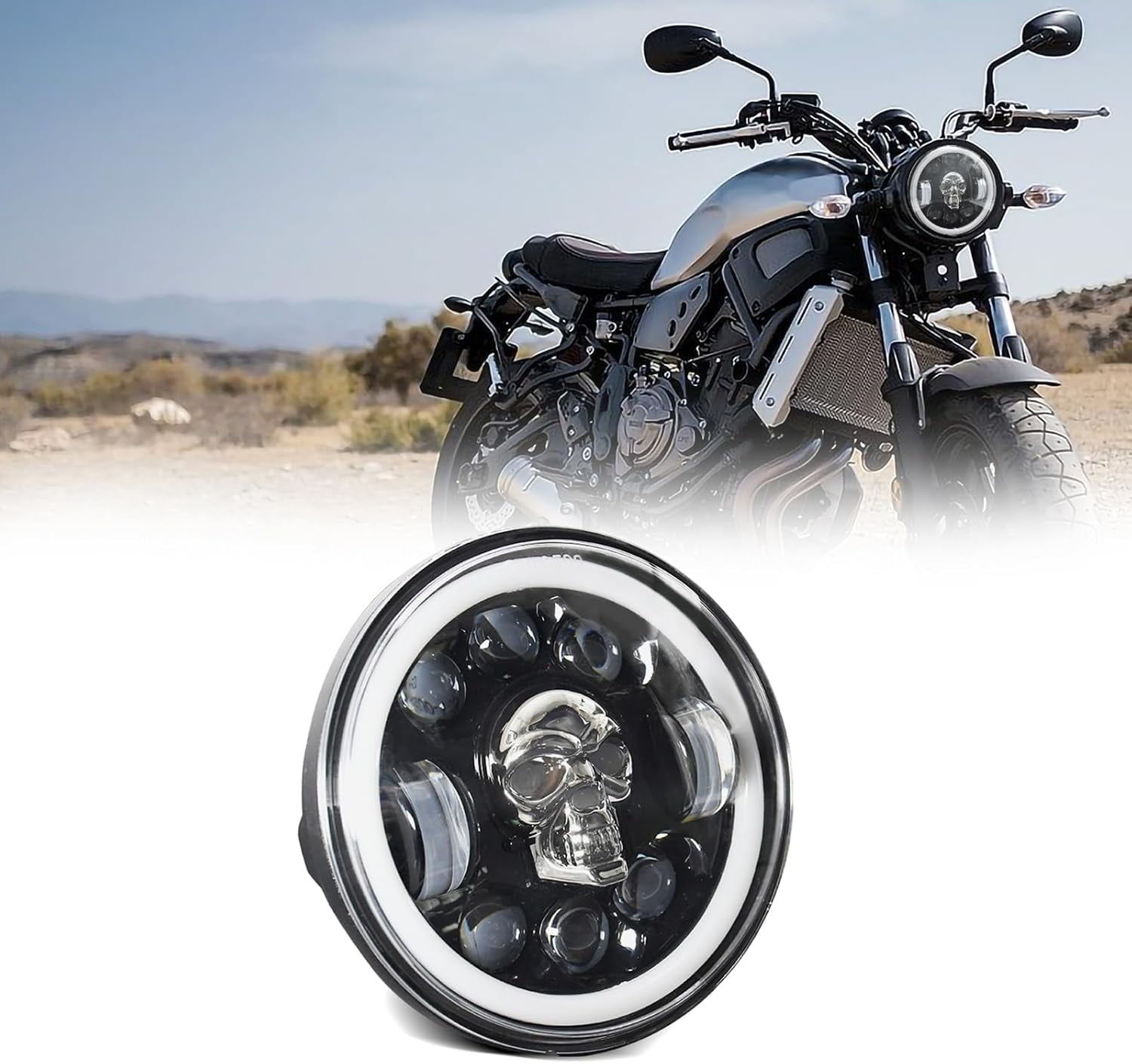 Shkalacar 5.75 inch LED Motorcycle Headlight with High/Low Beam Turn ...