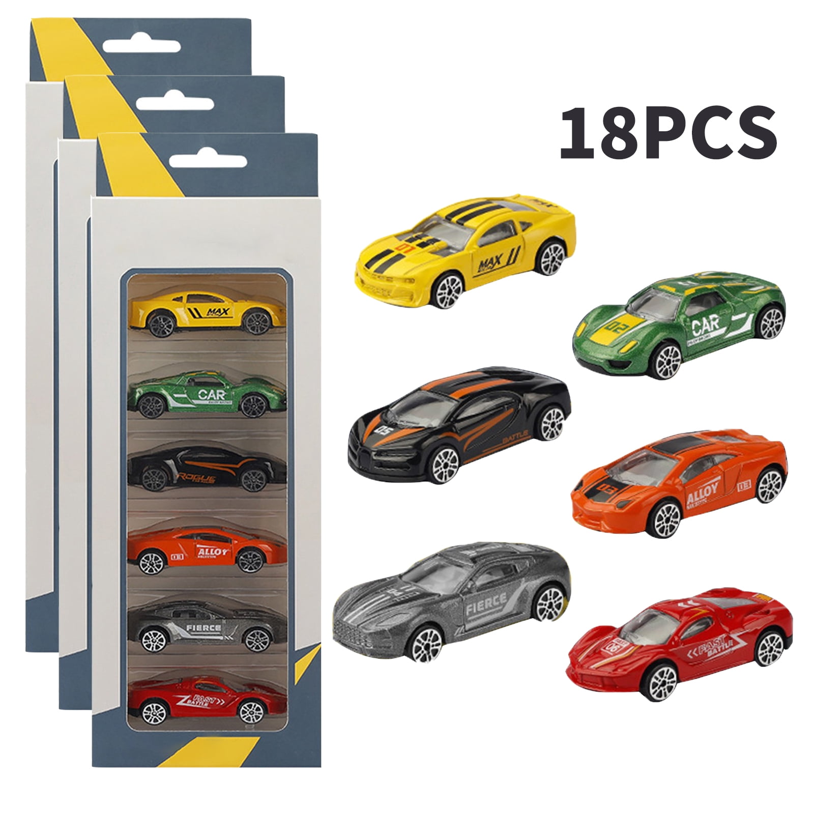 Shkhoas 18pcs Metal Machines Mini Car Toy Set 1:64 Scale Die-Cast ...