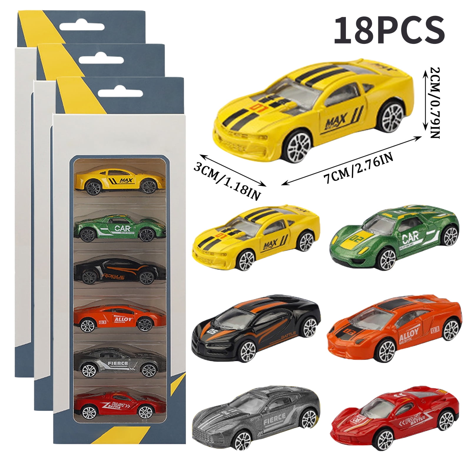 Shkhoas 18pcs Metal & Plastic Pull Back Cars Mini Vehicles for Kids ...