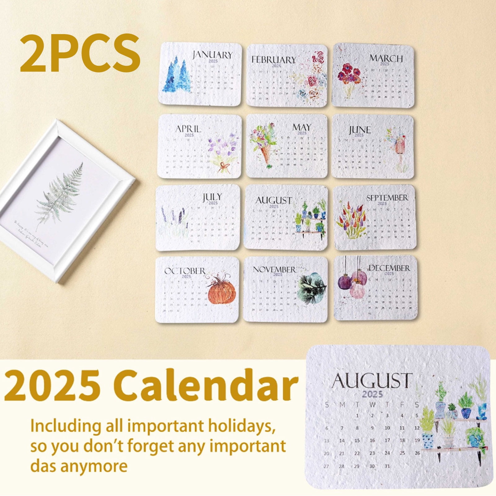 Shkhoas 2025 Plantable Seed Calendar Eco-Friendly Greenery Planner with ...