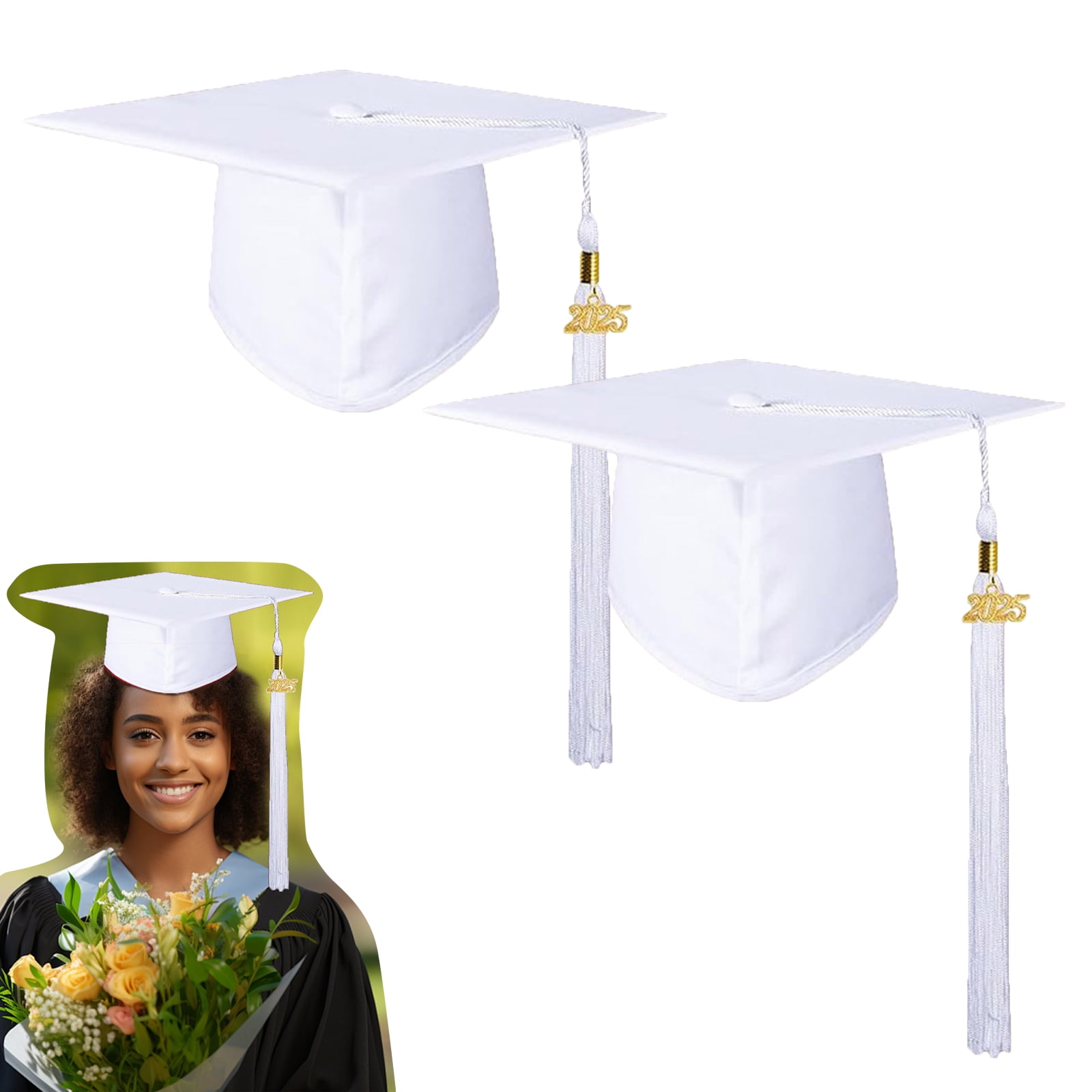 Shkhoas 2PCS Graduate Matte Graduation Cap with 2025 Tassel for Adults ...