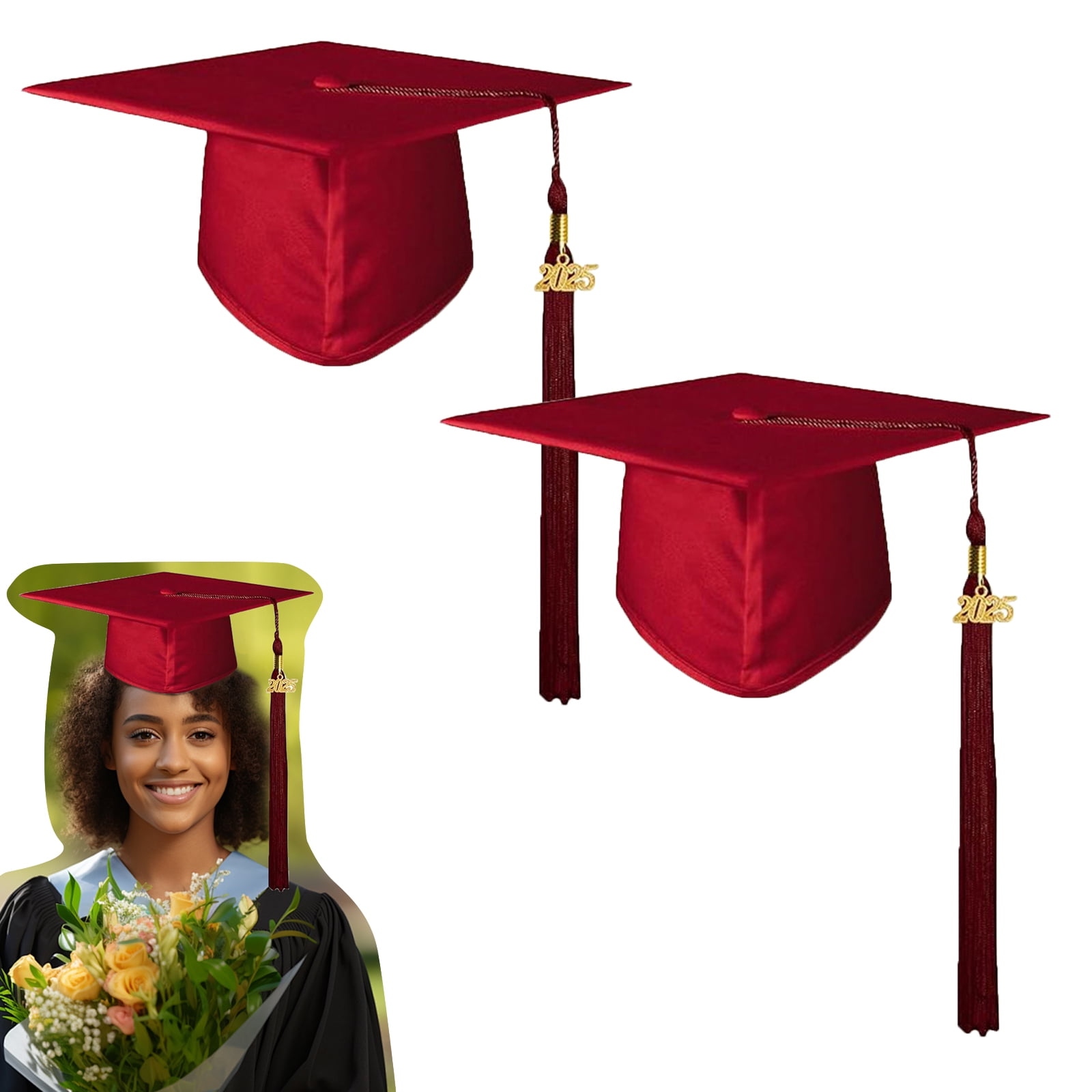 Shkhoas 2PCS Graduation Cap with 2025 Tassel Topper for High School ...