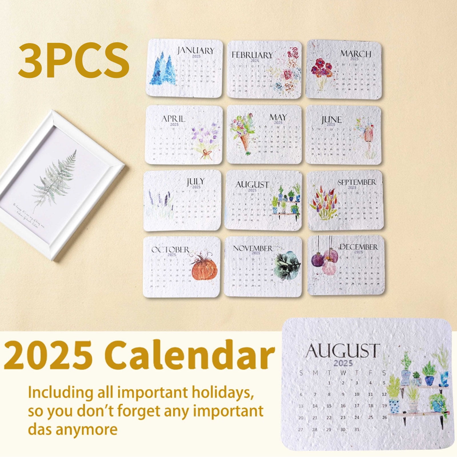 Shkhoas 2pcs 2025 Eco-Friendly Plantable Seed Calendar Wildflower Grow ...