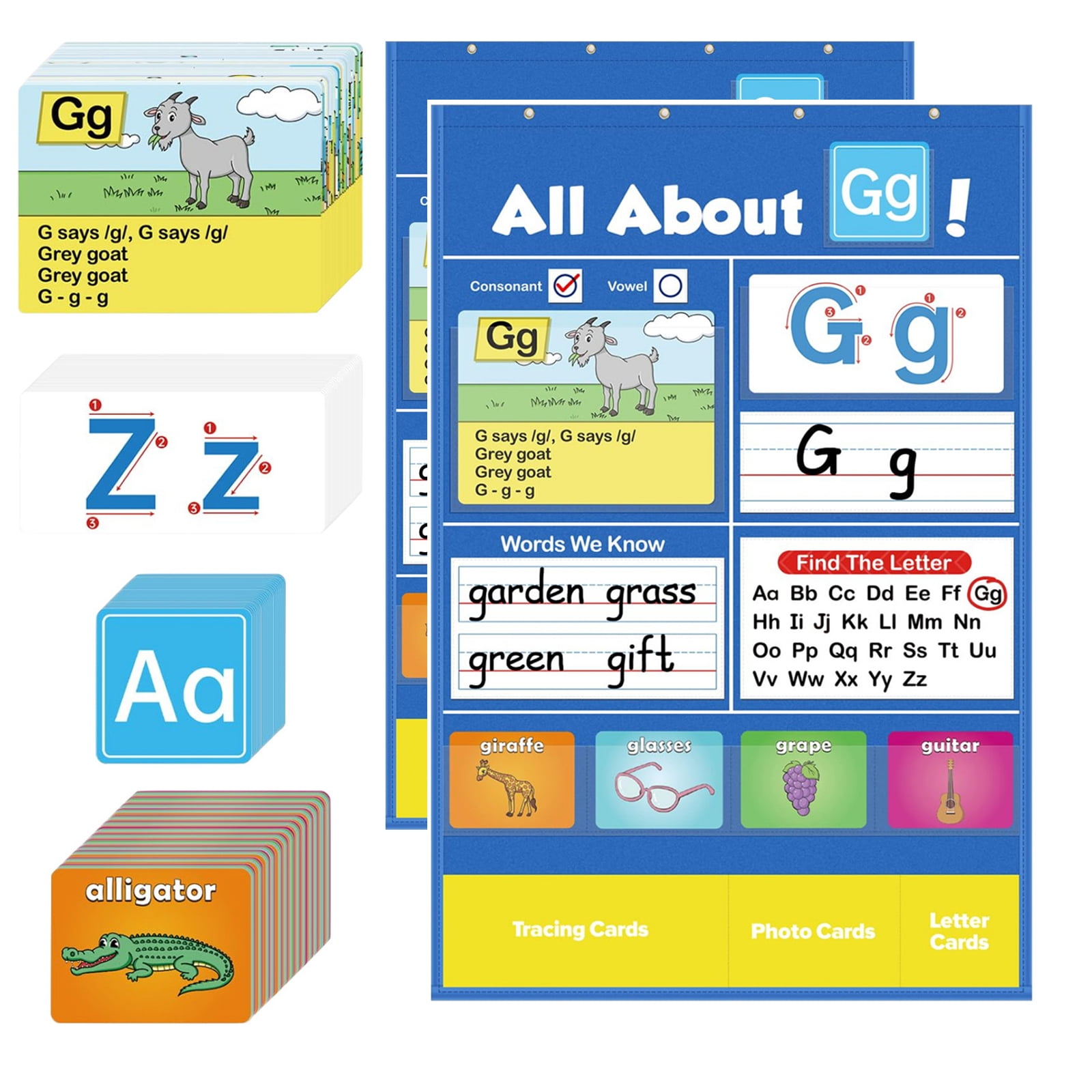 Shkhoas 2pcs Educational Alphabet Pocket Chart - Circle Time Learning ...