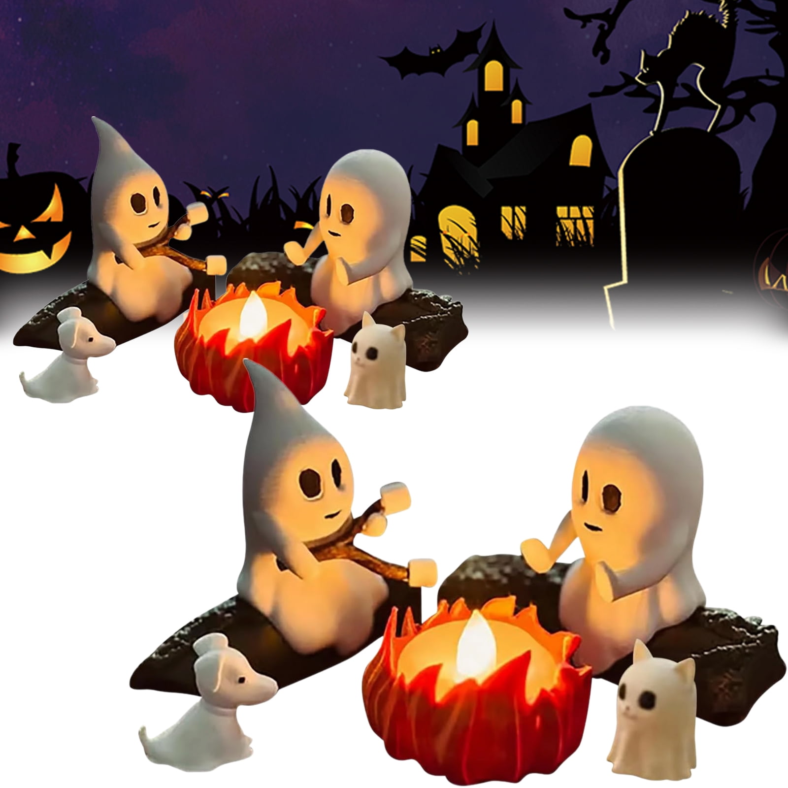 Shkhoas 2pcs Ghost Campfire Flickering Nightlight,Ghost Campfire ...