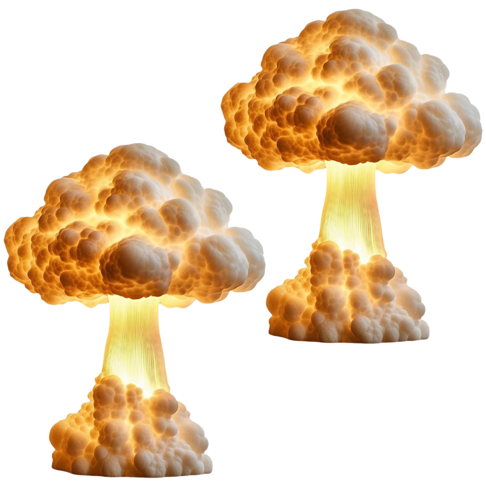 Shkhoas 2pcs Mushroom Cloud Table Lamp, Atomic Bomb Blast 3D Explosion ...