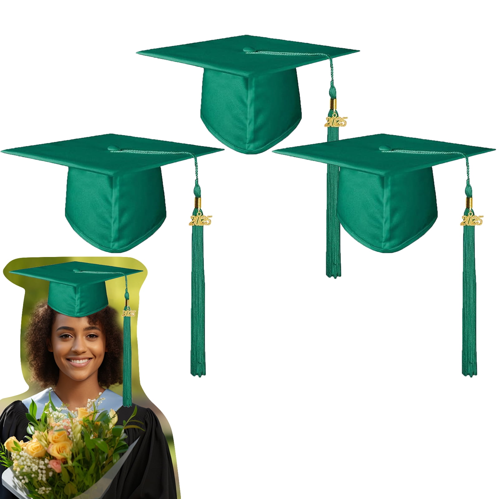 Shkhoas 3PCS 2025 Graduation Cap with Tassel Matte Finish for Adults ...