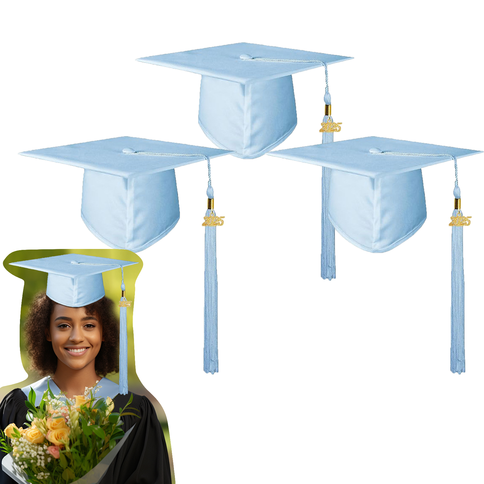 Shkhoas 3PCS Class of 2025 Graduation Cap & Tassel Adjustable Unisex ...