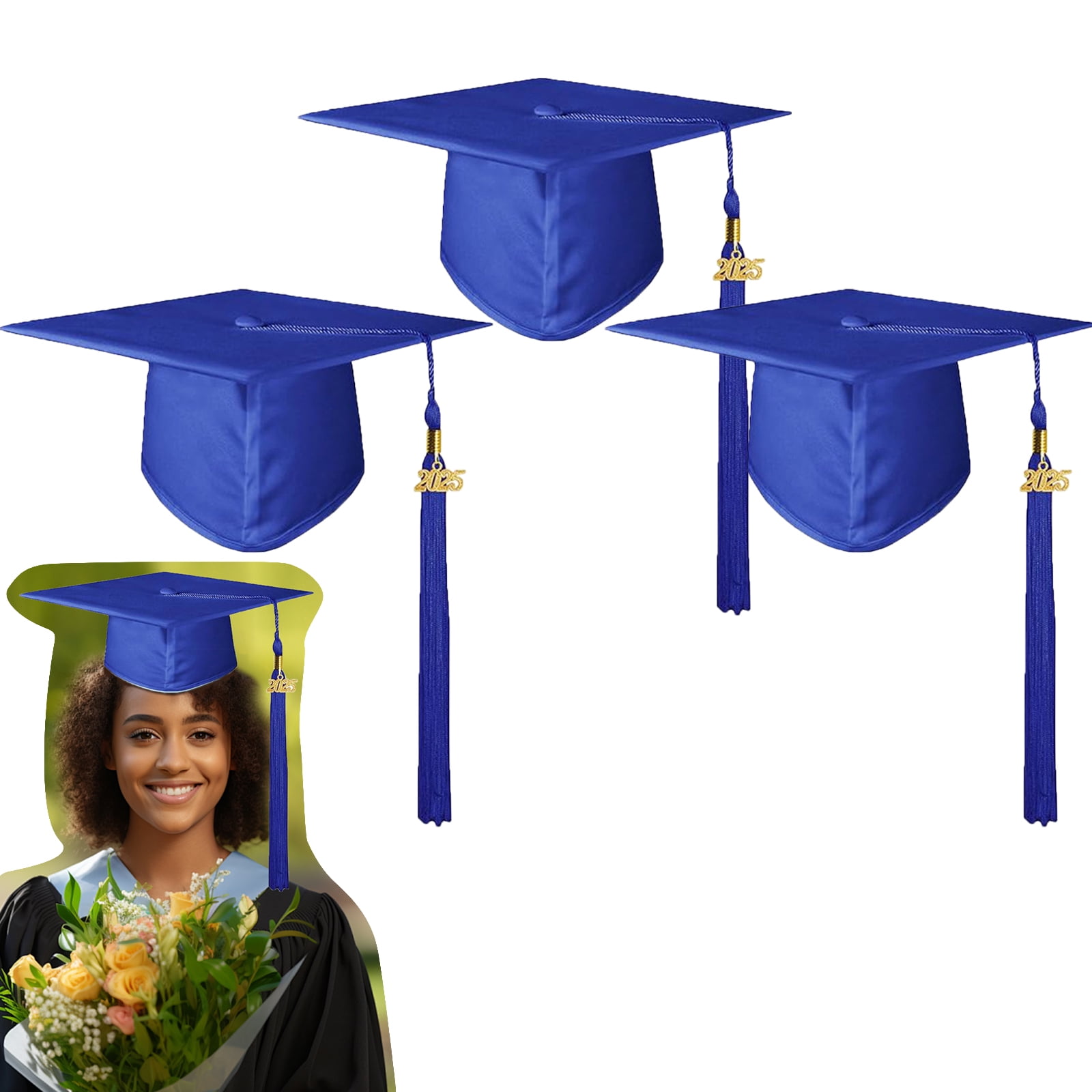 Shkhoas 3PCS Graduate Matte Graduation Cap with 2025 Tassel for High ...