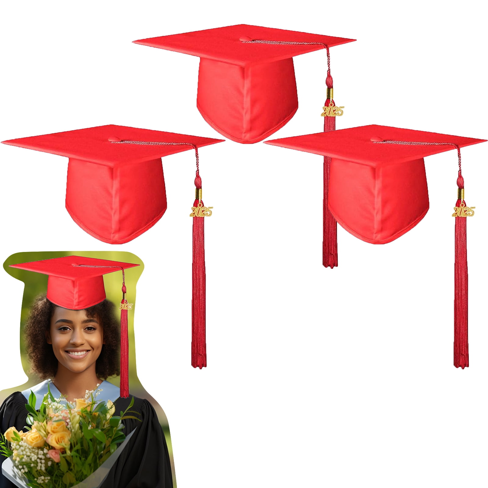 Shkhoas 3PCS Graduation Cap with 2025 Tassel Unisex Adult Graduation ...