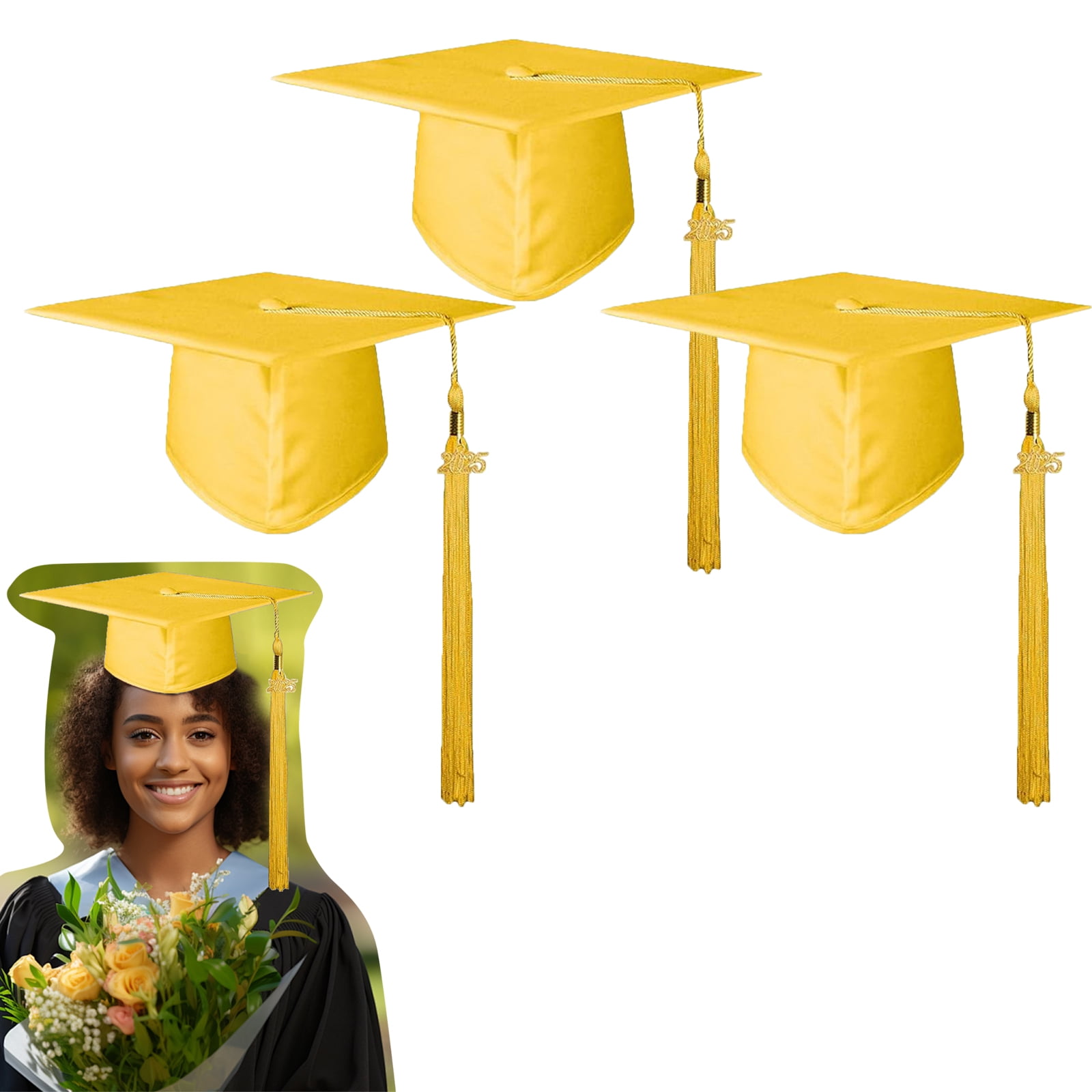 Shkhoas 3PCS Graduation Matte Graduation Cap with 2025 Tassel for High ...