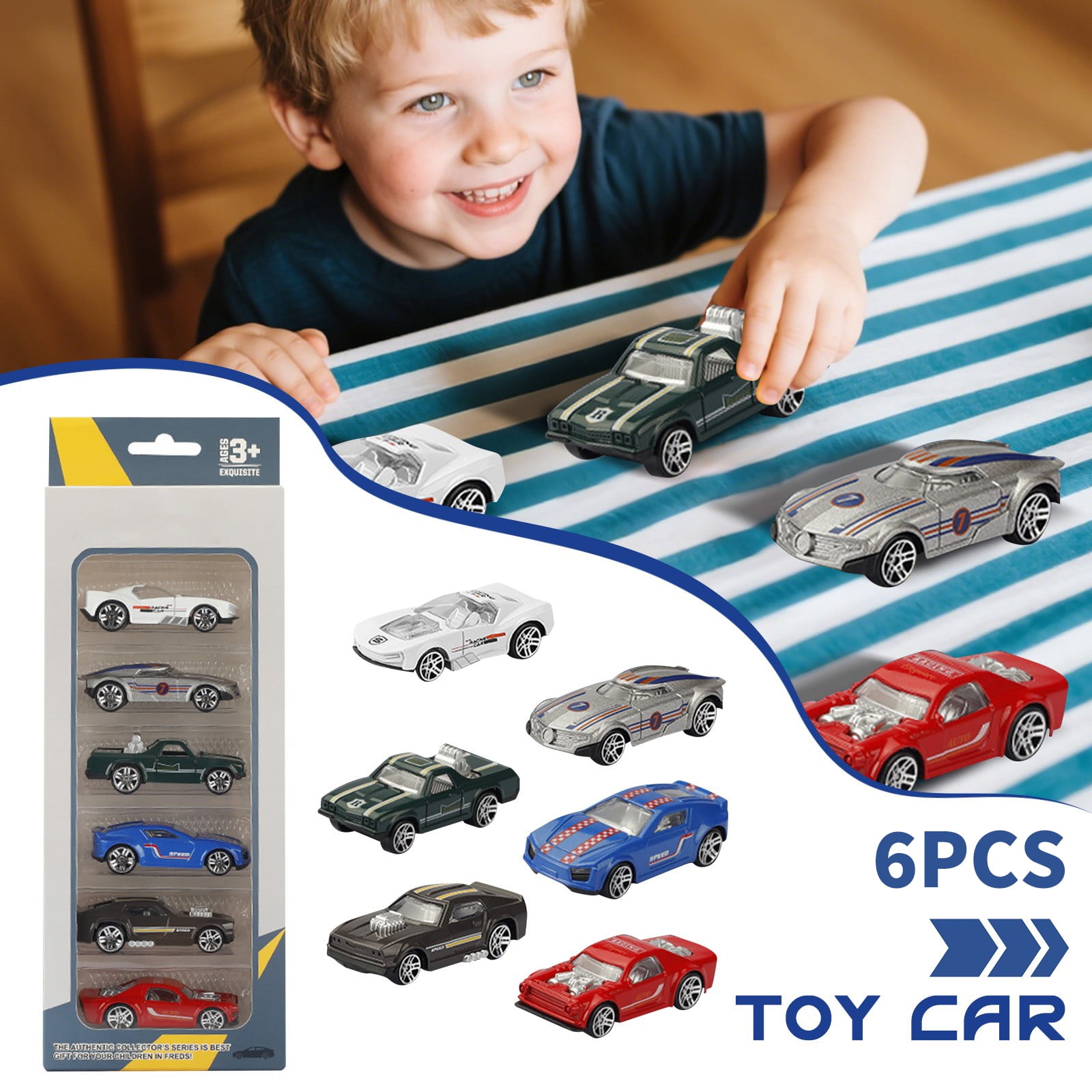 Shkhoas 6pc Bulk Mini Race Cars Party Favors for 4-8 Year Olds Treasure ...