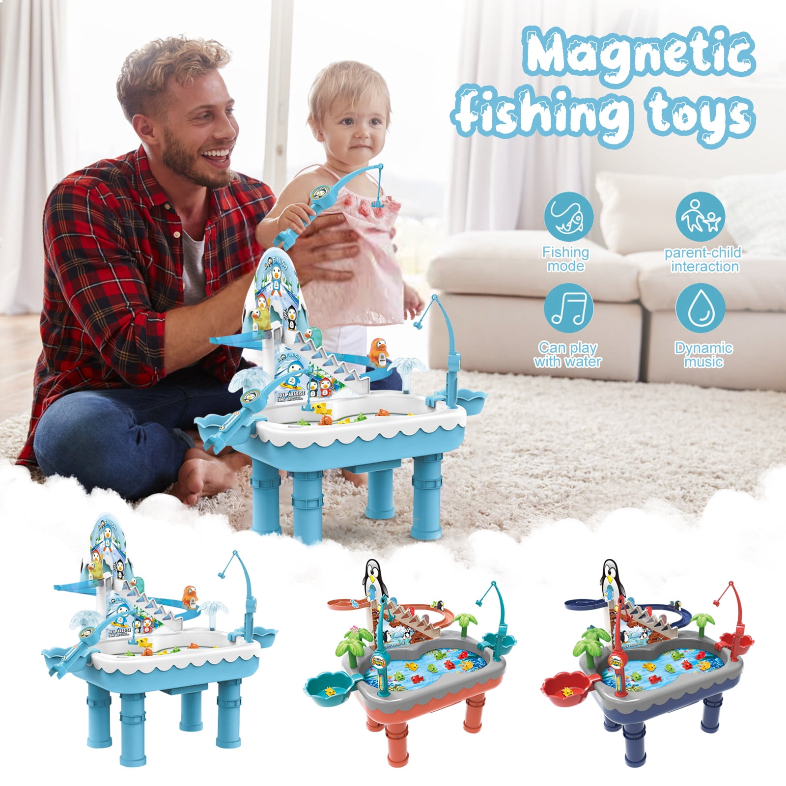 Shkhoas Fishing Table Kids Sand Water Table Toys For Toddlers, Outdoor Sand And Water Play Table ...