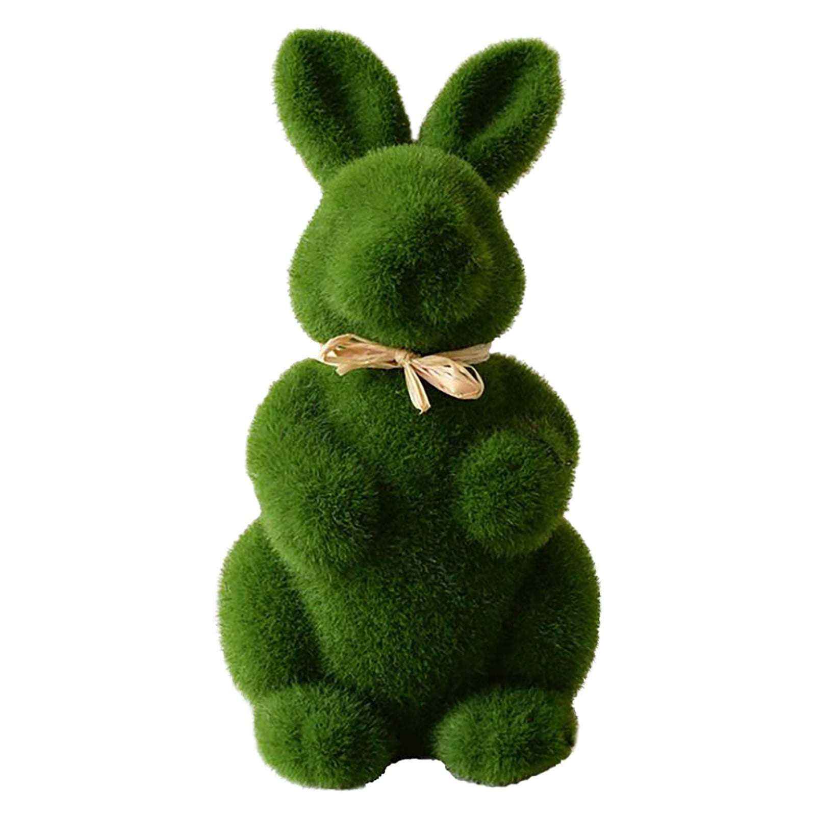 Shkhoas Flocked Resin Bunny Figurines Artificial Green Moss Bunnies for ...