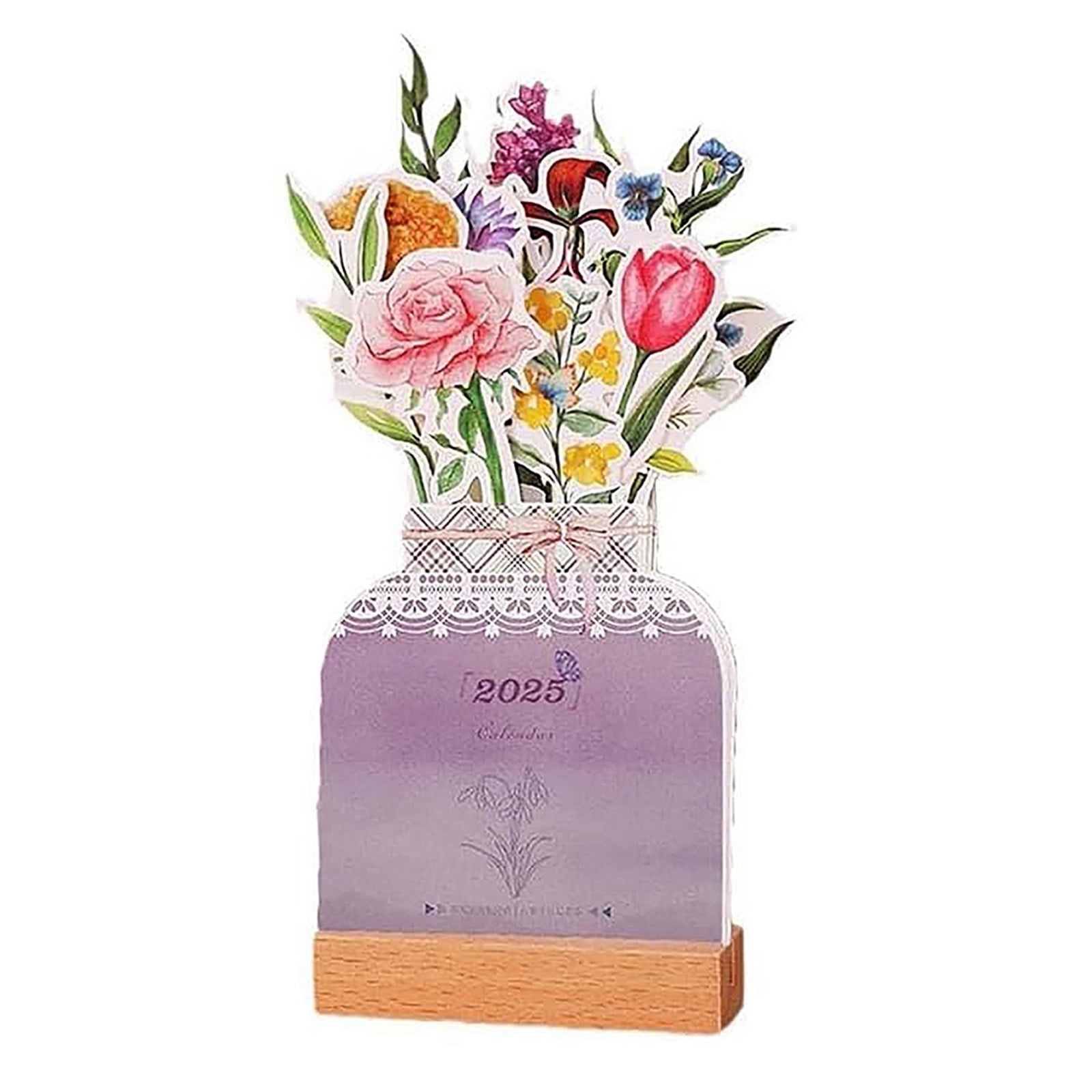 Shkhoas Floral Desk Calendar 2025 Mini Pink Standing Motivational Rose ...