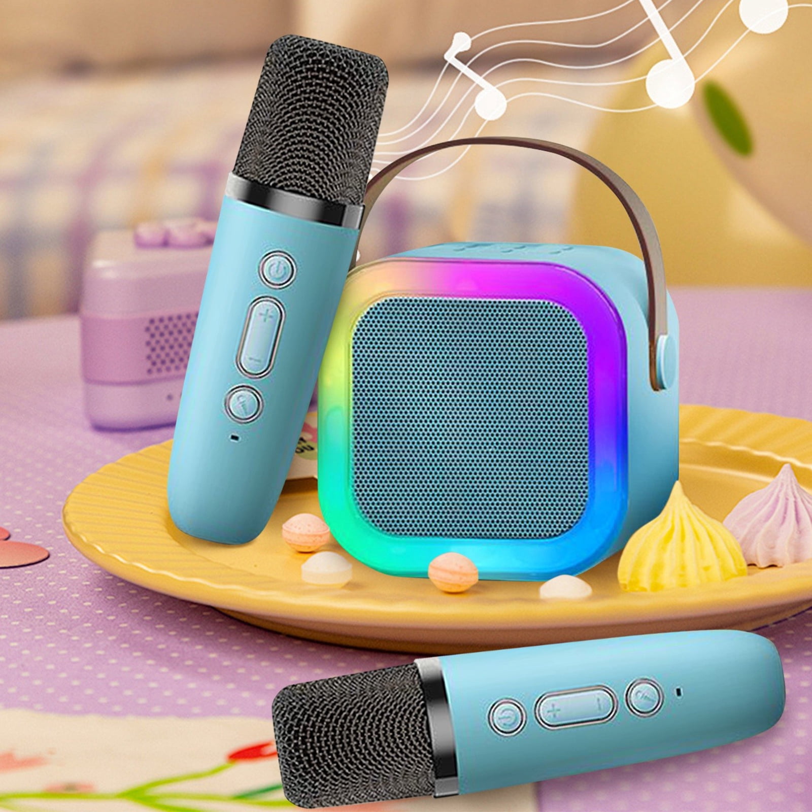 Shkhoas Karaoke Machine for Kids Portable Bluetooth Speaker with 2 ...