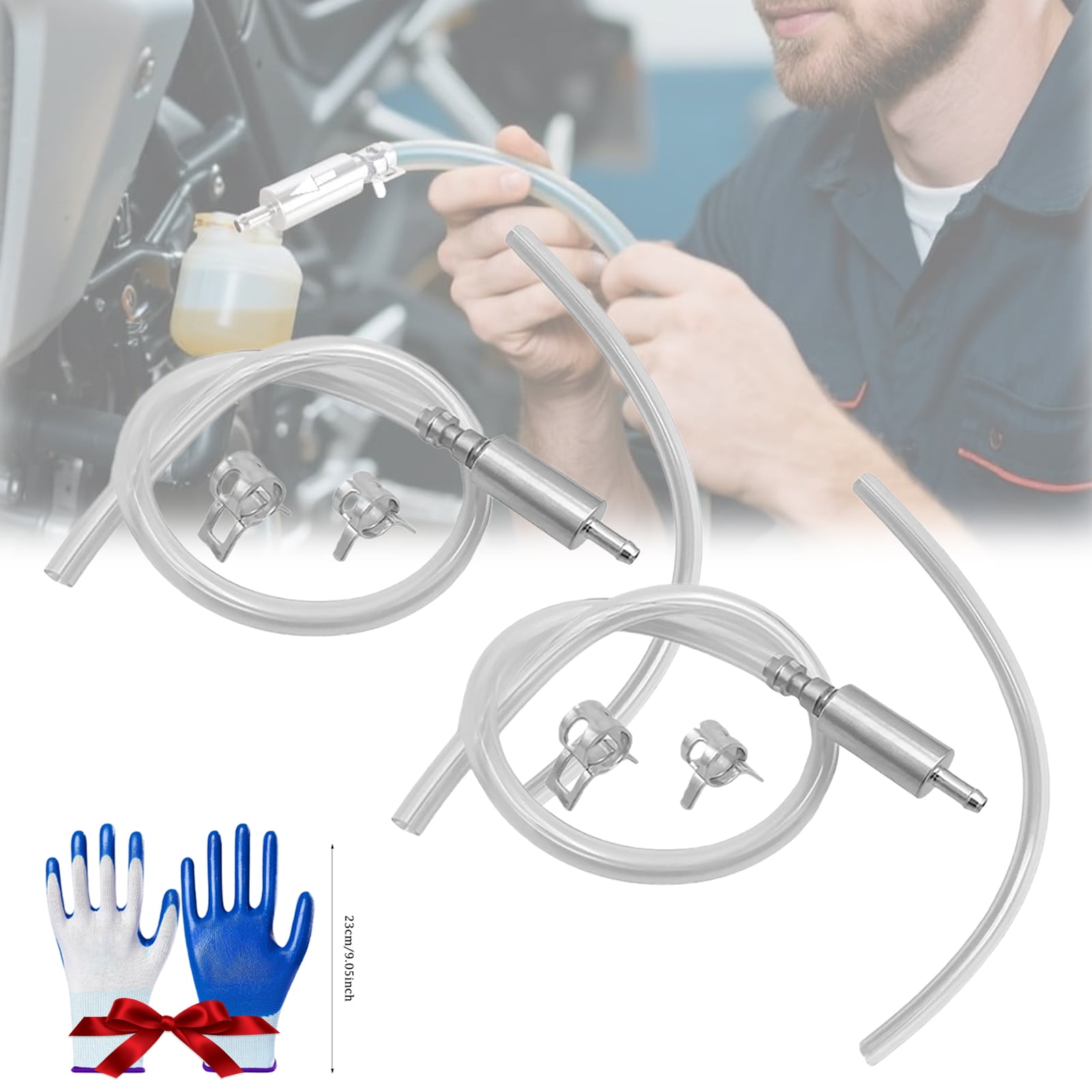 Shkhoas Motorcycle Brake Bleeder Check Valve Set Upgraded Hose Kit for ...
