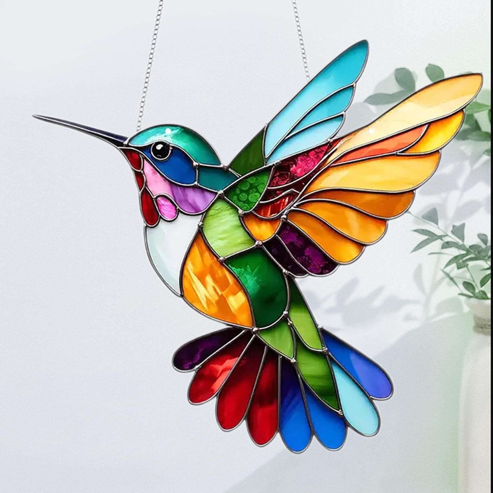 Shkhoas Multicolor Hummingbird Handmade Stained Glass Suncatcher ...